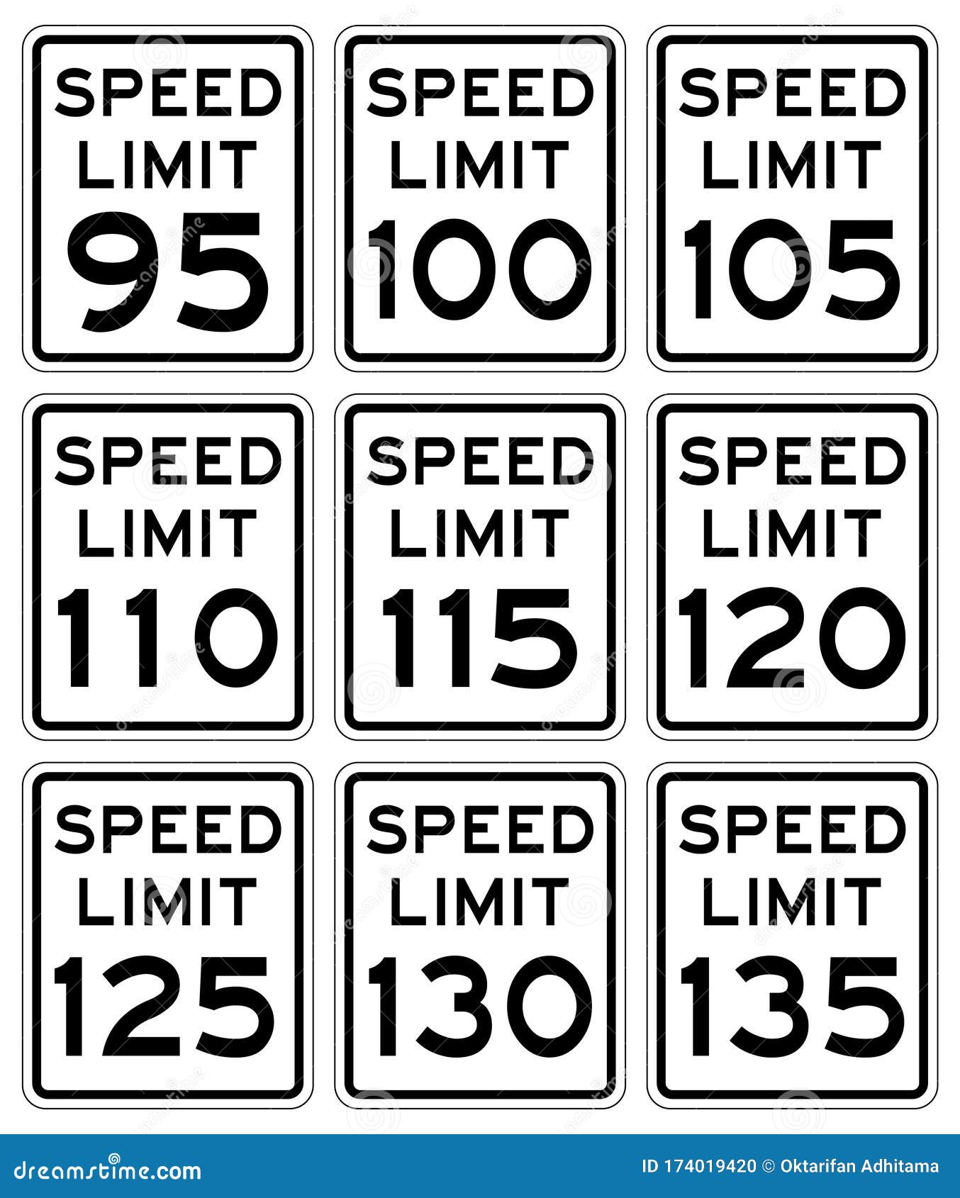 Speed Limit Sign Set stock vector. Illustration of attention - 174019420