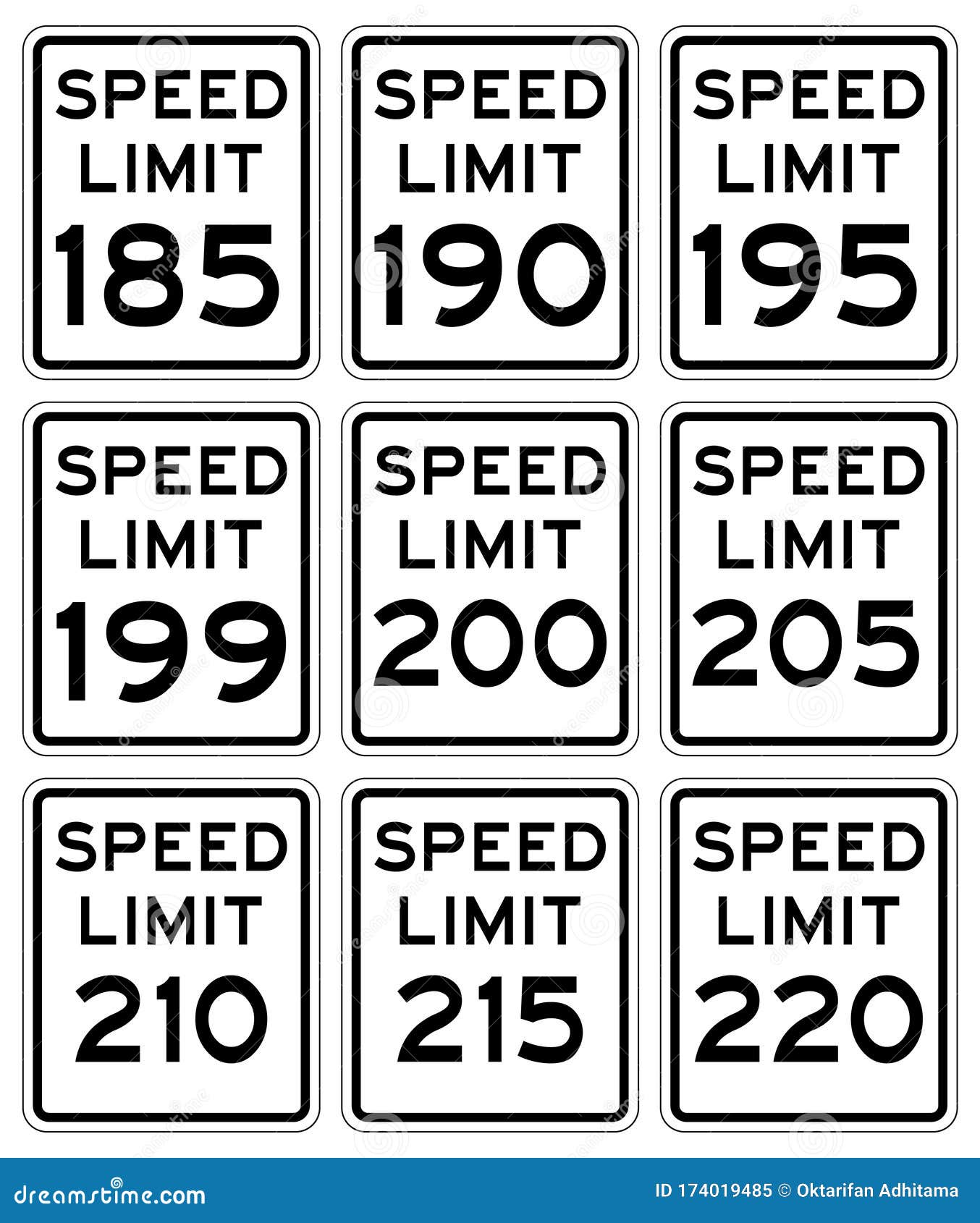 Speed Limit Sign Set stock vector. Illustration of drive - 174019485