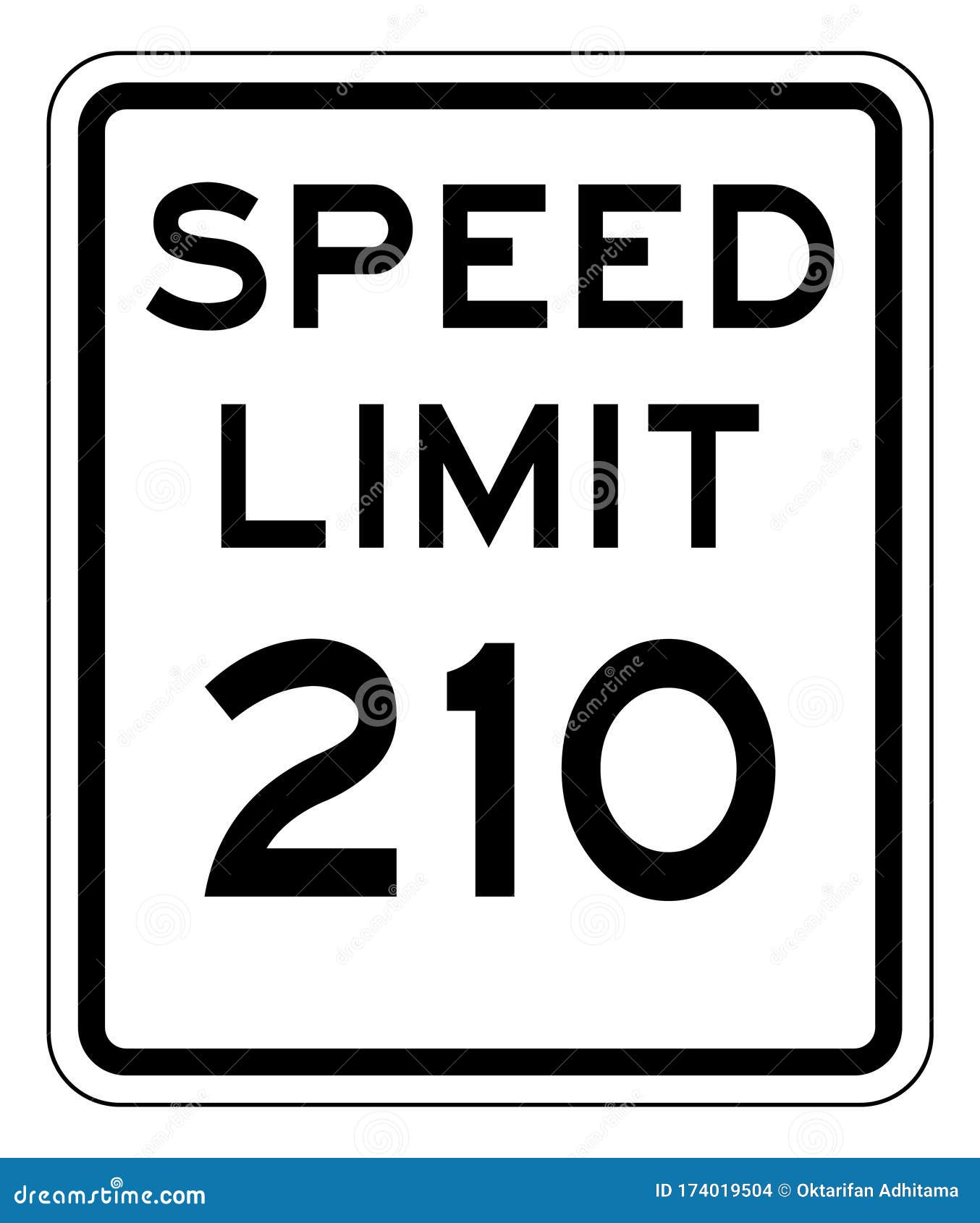 Speed Limit 210 Sign stock vector. Illustration of guide - 174019504