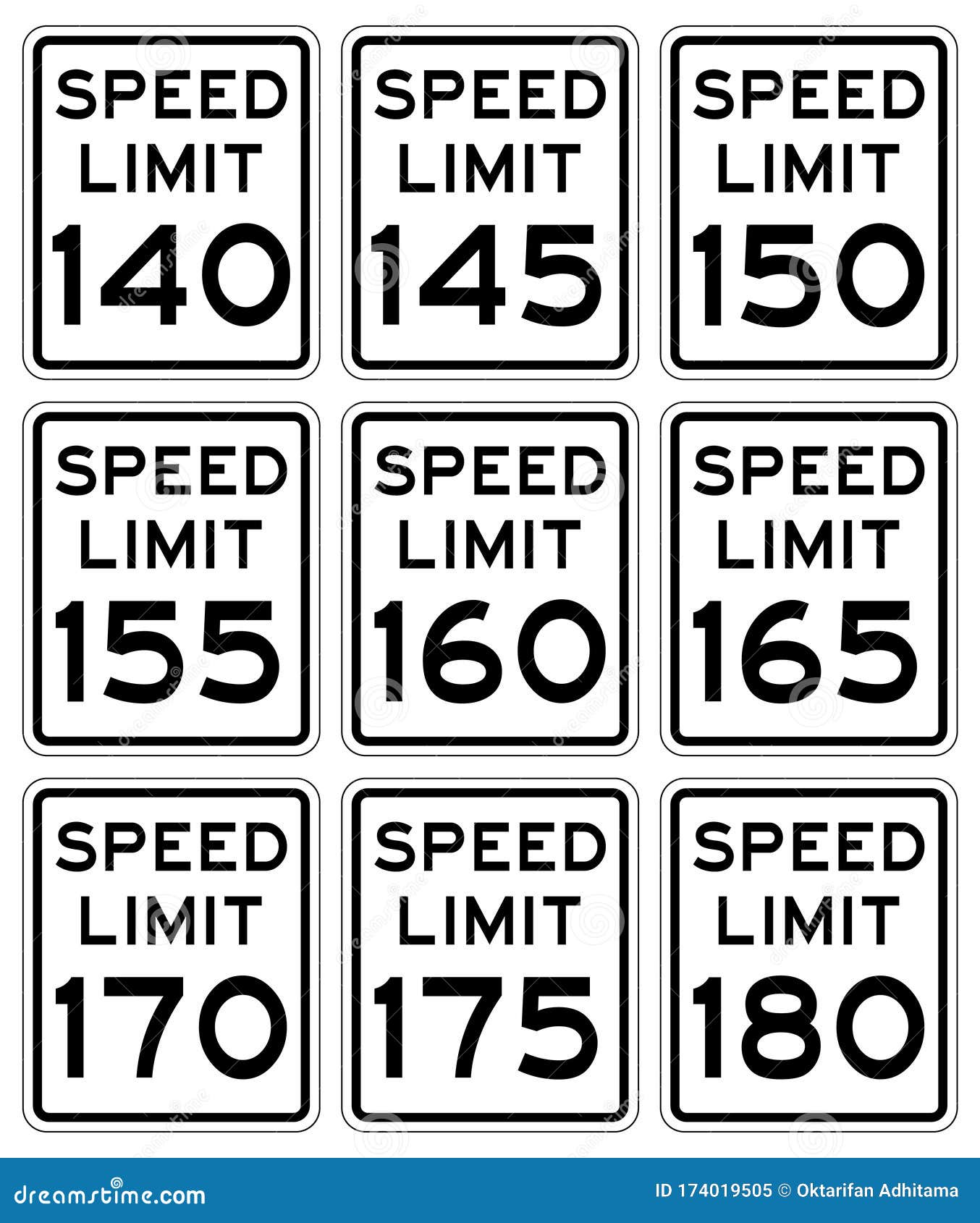 Speed Limit Sign Set stock vector. Illustration of board - 174019505