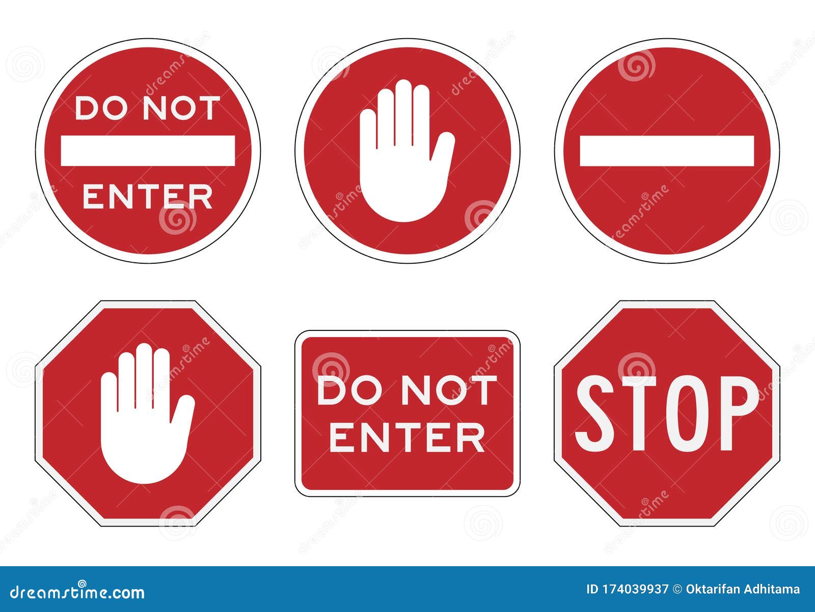 Stop and Do Not Enter Sign Icon Set Stock Vector - Illustration of ...