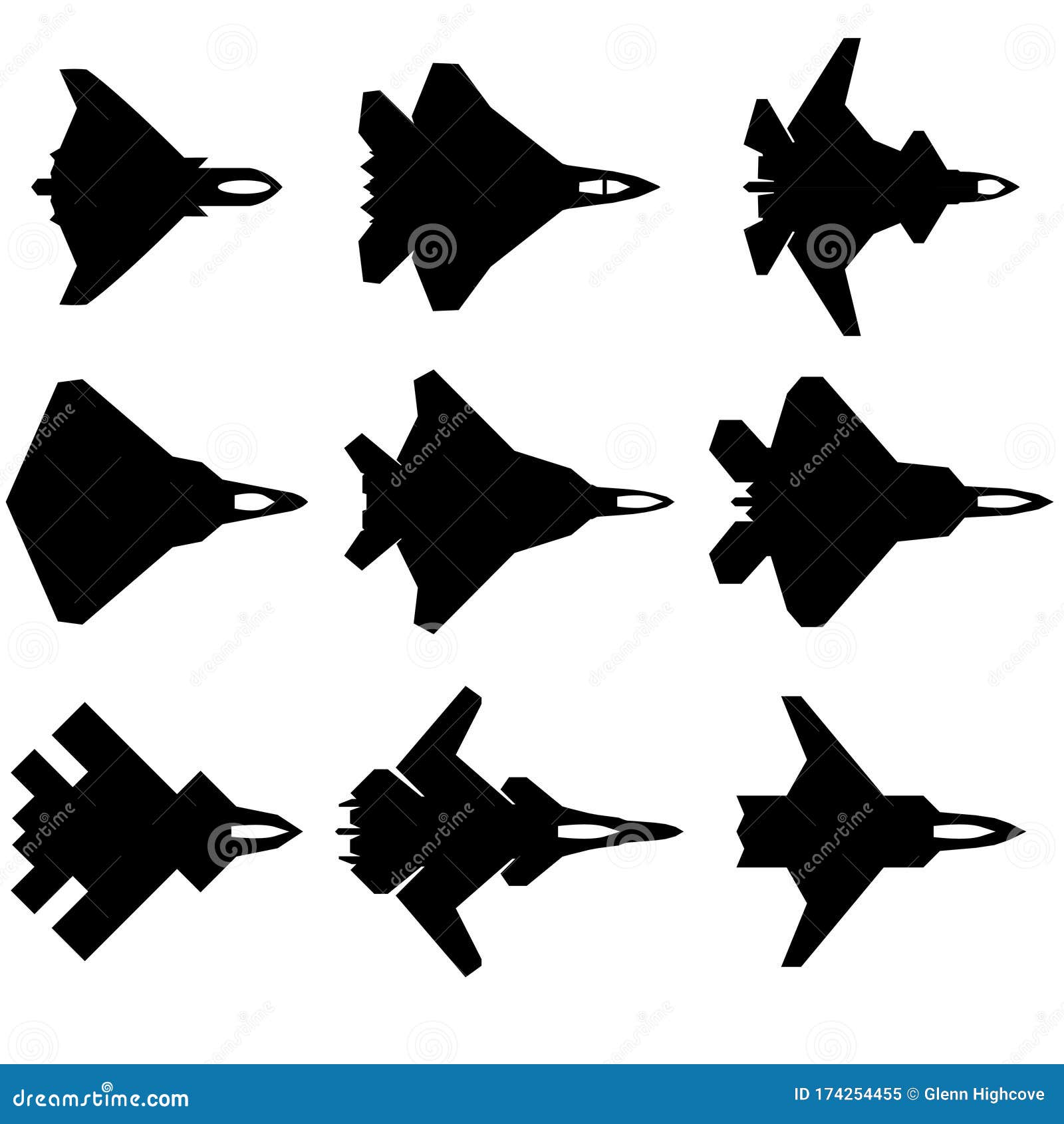 6th Generation Fighters Vector Illustration Icons Showing Current and ...
