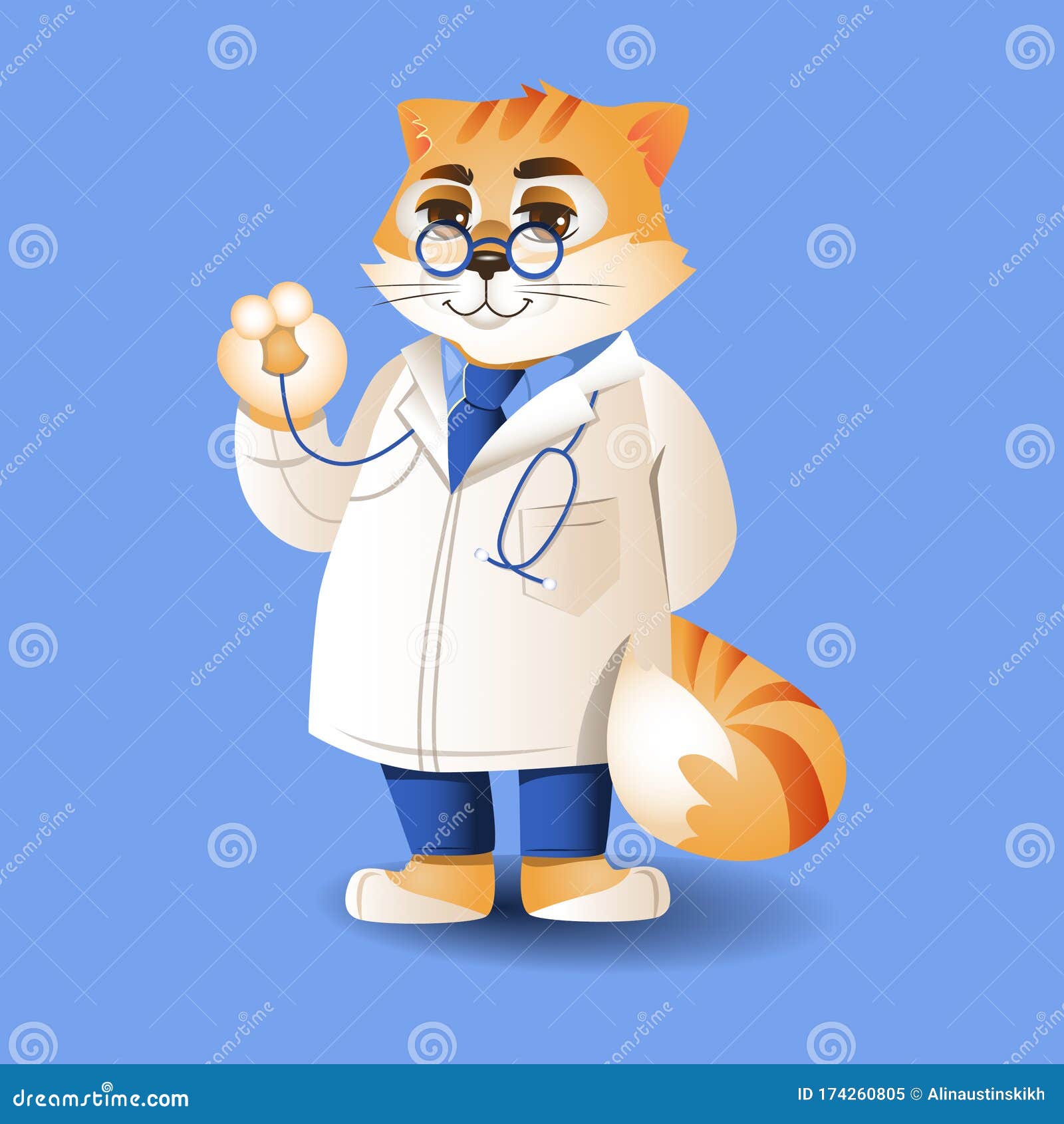 Doctor Cat Cute Cartoon Vector Animal Stock Illustration - Illustration ...