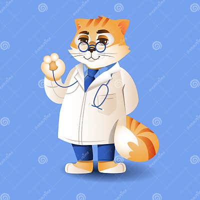 Doctor Cat Cute Cartoon Vector Animal Stock Illustration - Illustration ...