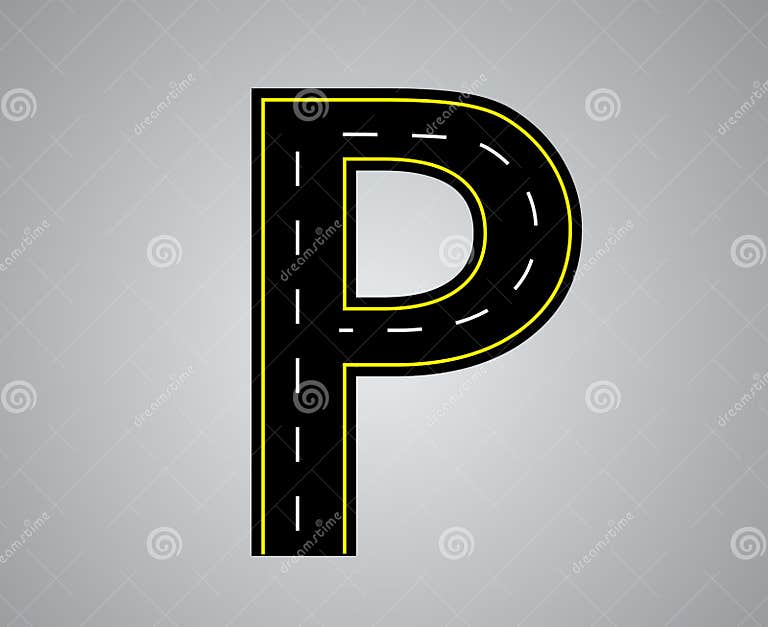 Alphabet Letter Road with White and Yellow Line Markings Highway ...