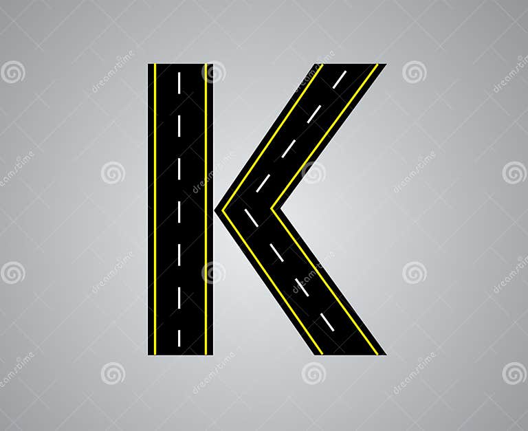 Alphabet Letter Road with White and Yellow Line Markings Highway ...