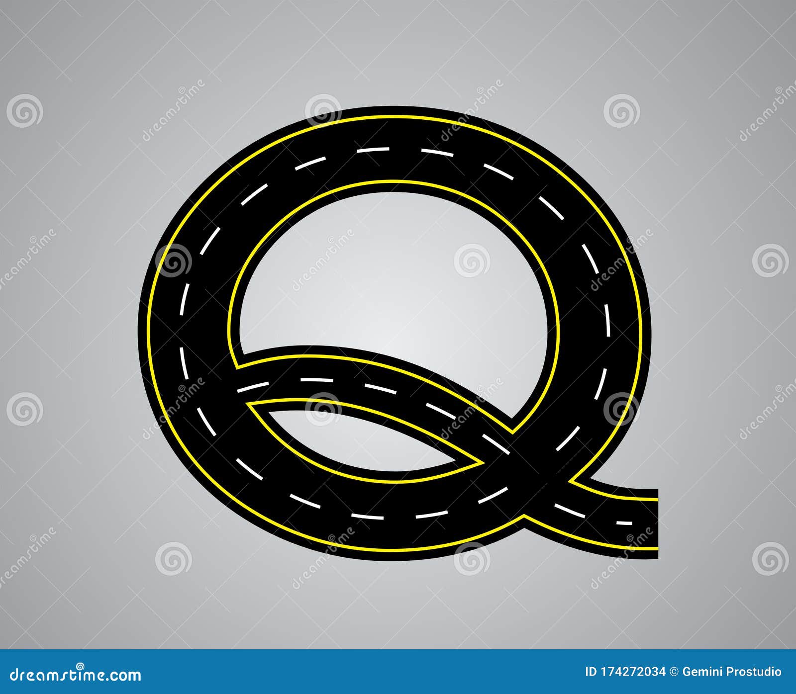 Alphabet Letter Road with White and Yellow Line Markings Highway ...