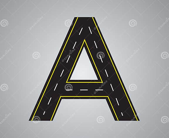 Alphabet Letter Road with White and Yellow Line Markings Highway ...