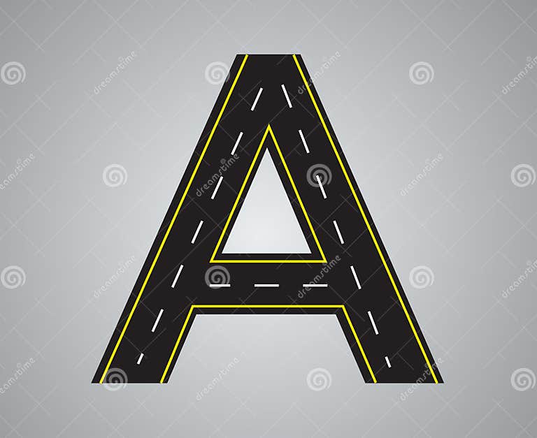 Alphabet Letter Road with White and Yellow Line Markings Highway ...