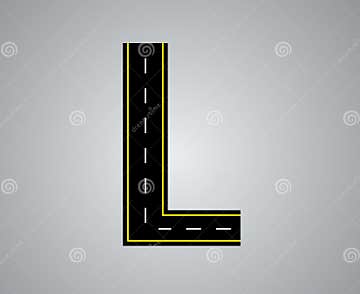 Alphabet Letter Road with White and Yellow Line Markings Highway ...