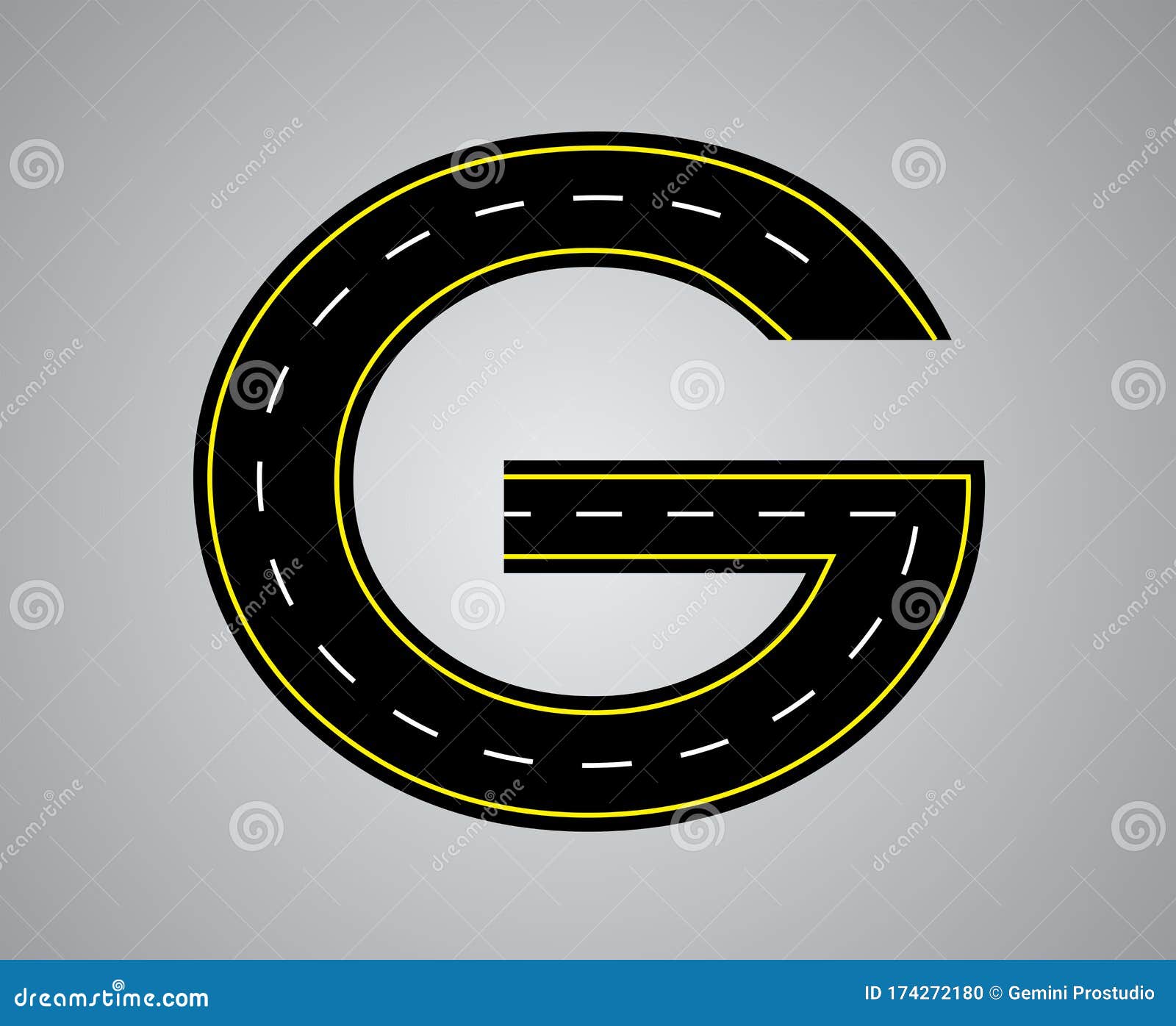 Alphabet Letter Road with White and Yellow Line Markings Highway ...