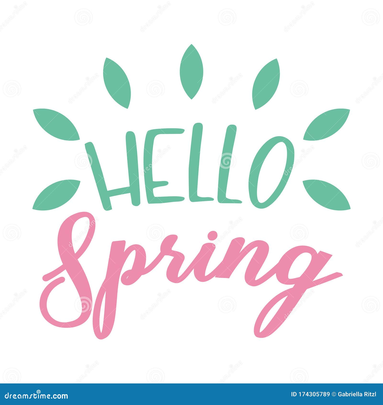 Spring Title Text With Vector Green Leaves In The Background ...