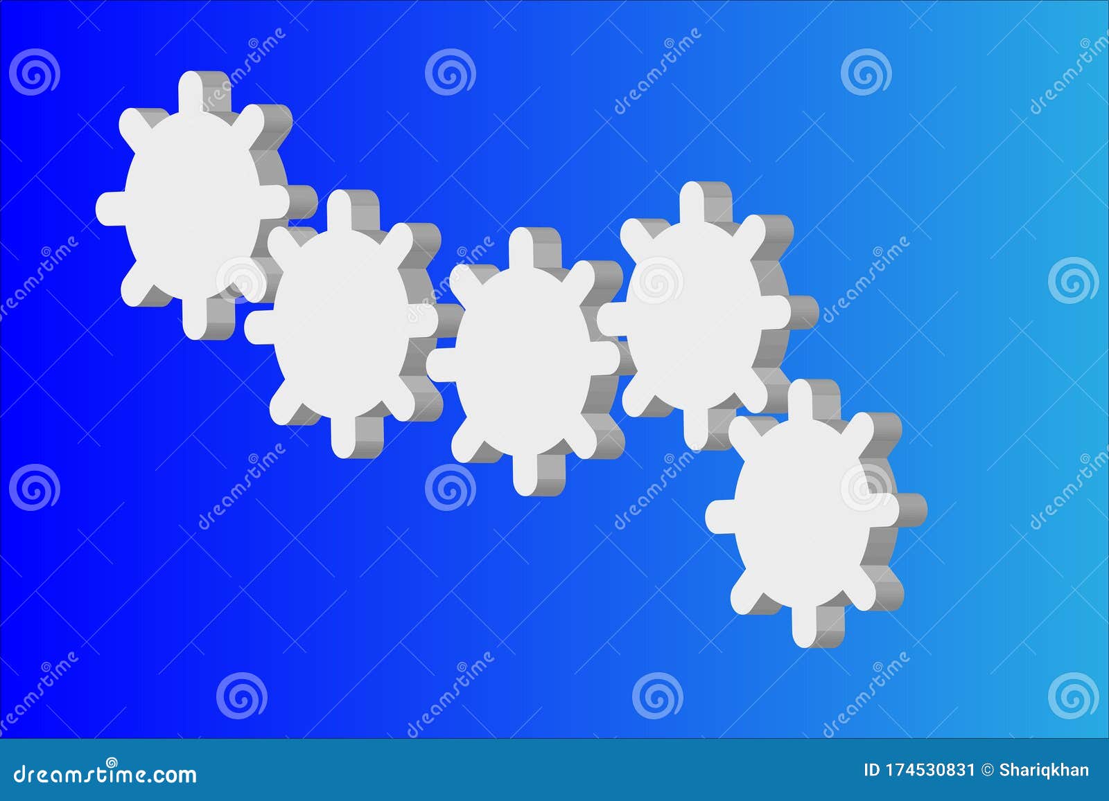 Set of Gears Interconnected 3 Dimensional Illustration Icon Stock ...