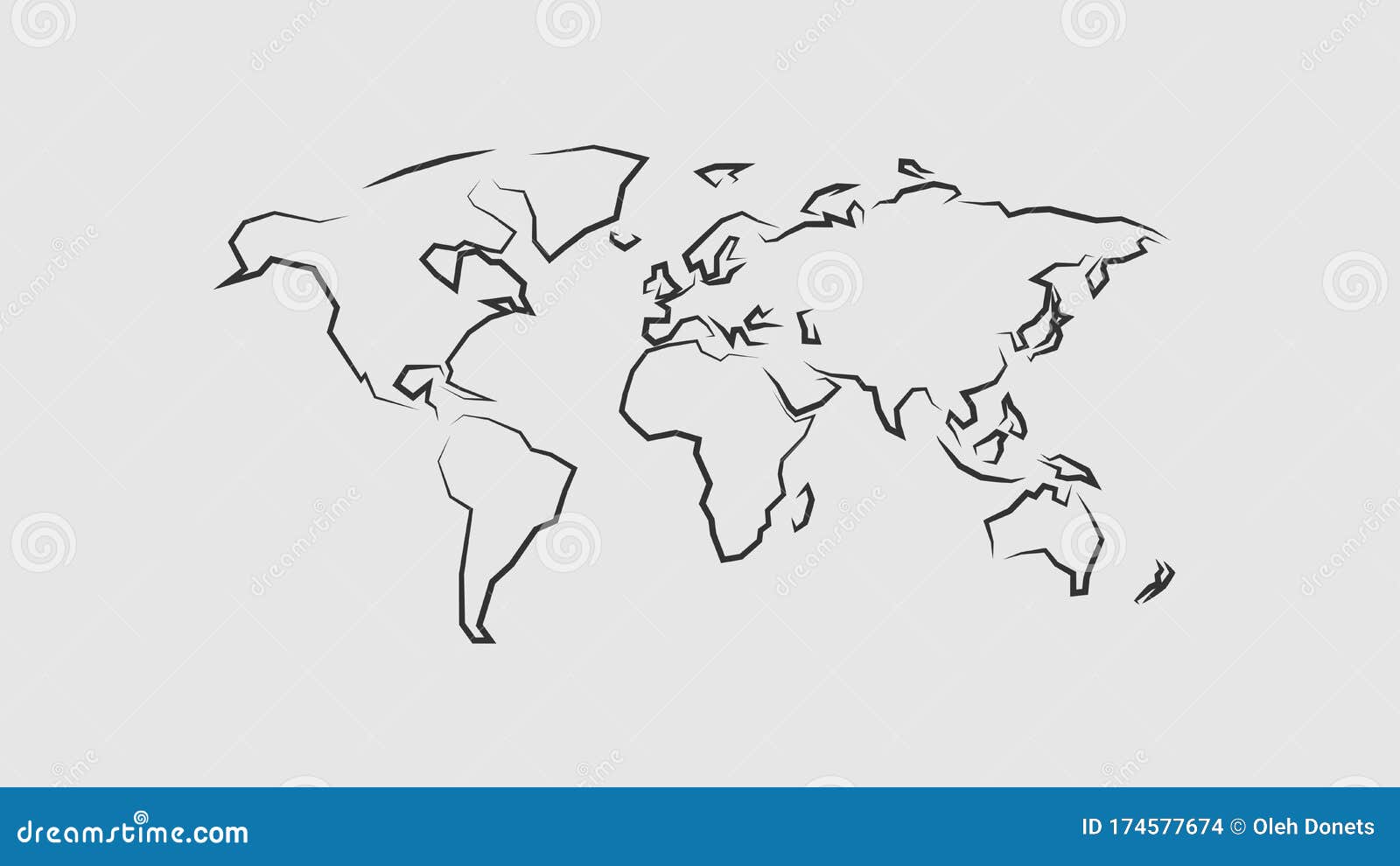 Earth Map in Rough Lines Isolated on a White Background. World Map in ...