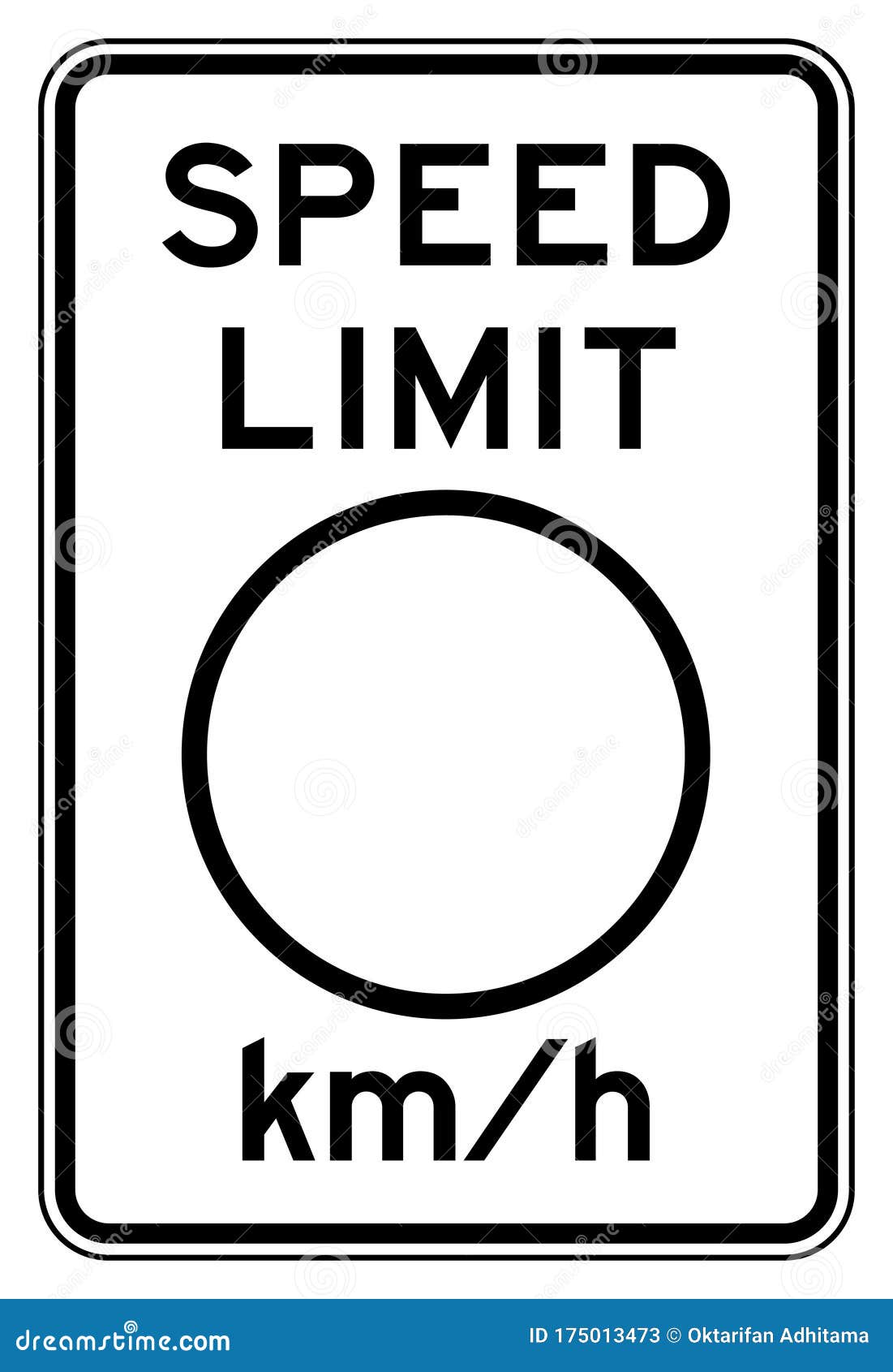 Speed Limit Kph Sign Template Stock Vector - Illustration of alert ...