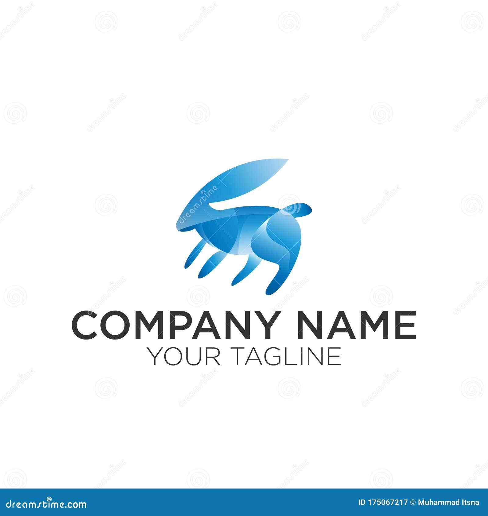 Blue Rabbit Gradient Isolated Logo Concept Stock Vector - Illustration ...