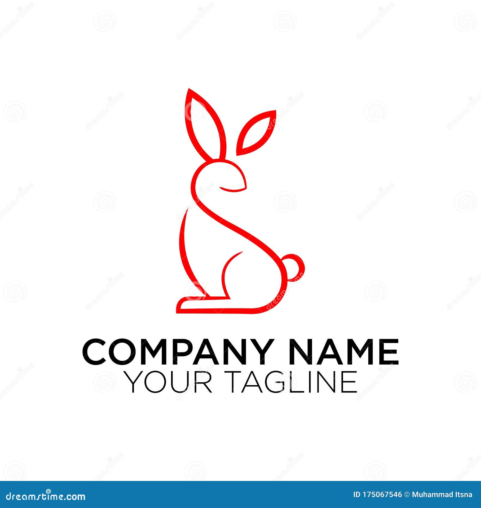 Web Outline Rabbit Red Logo for Clothing Stock Vector - Illustration of ...