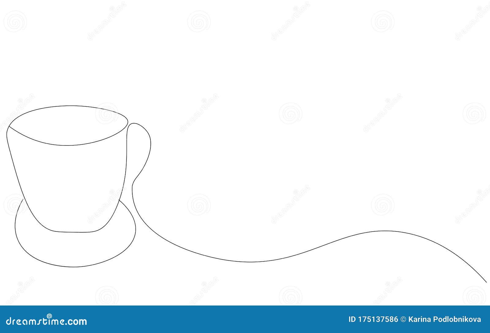 Cup of Tea Line Drawing on White Vector Stock Vector - Illustration of ...