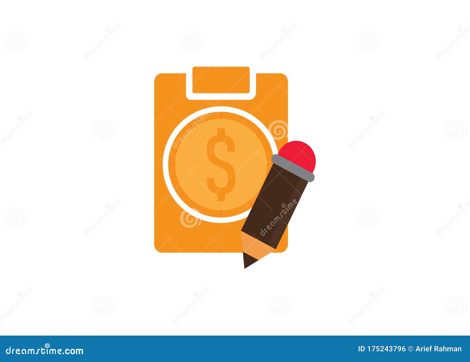 Clipboard Money and Pencil, Flat Design Style Vector Stock Vector ...