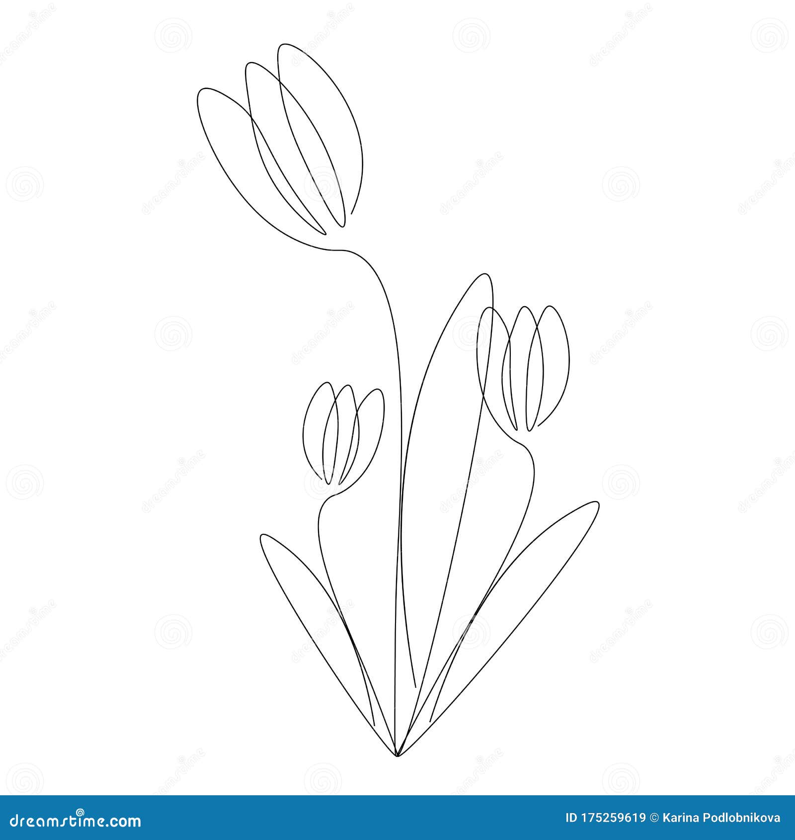 Flower Spring Line Drawing, Vector Illustration Stock Vector ...
