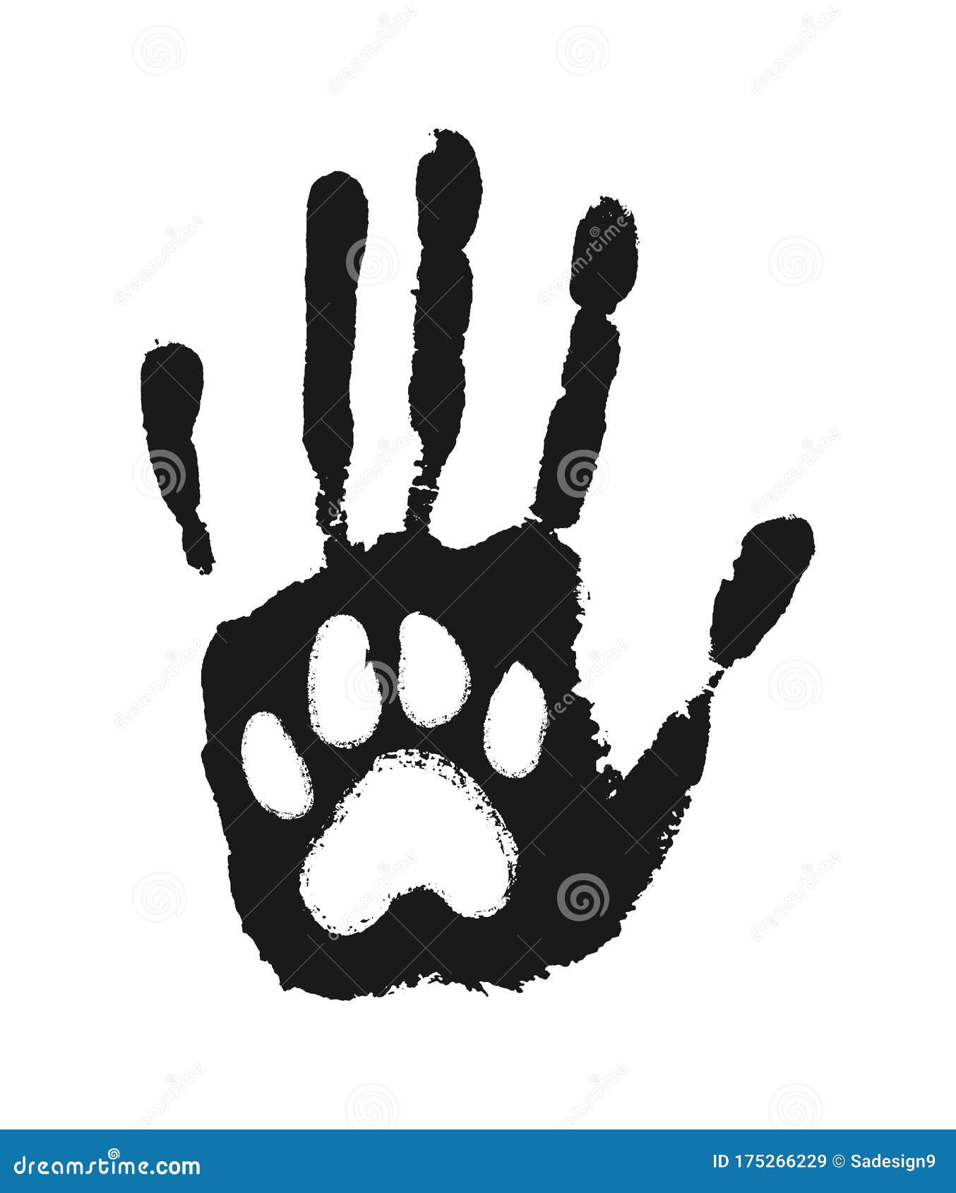 Animal Paw and Human Handprint Banner. Stock Vector - Illustration of ...