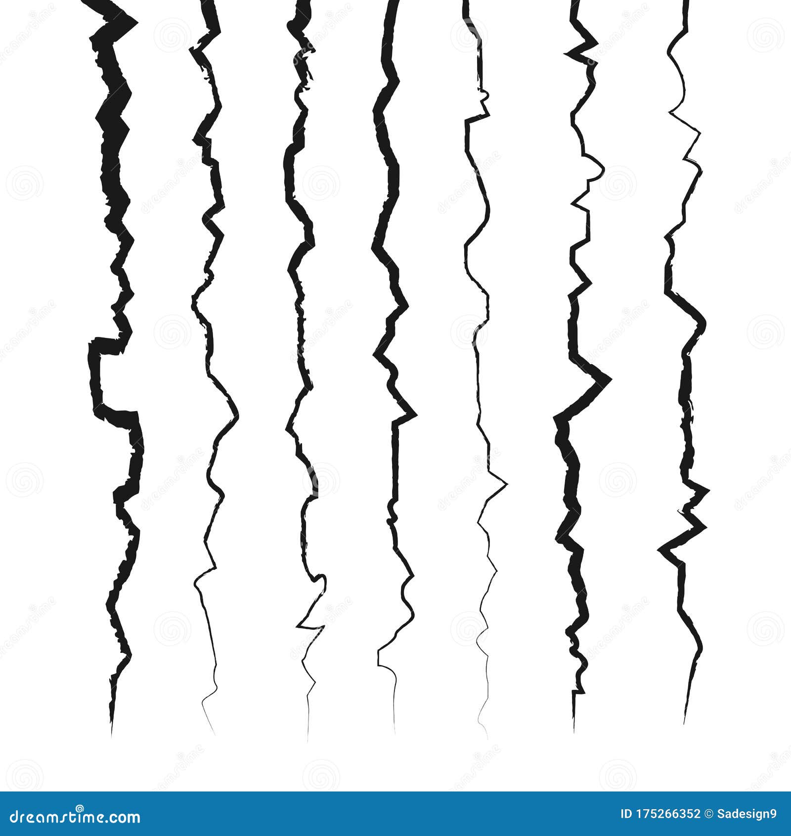 Cracked Line Texture Isolated on White Background. Stock Vector ...