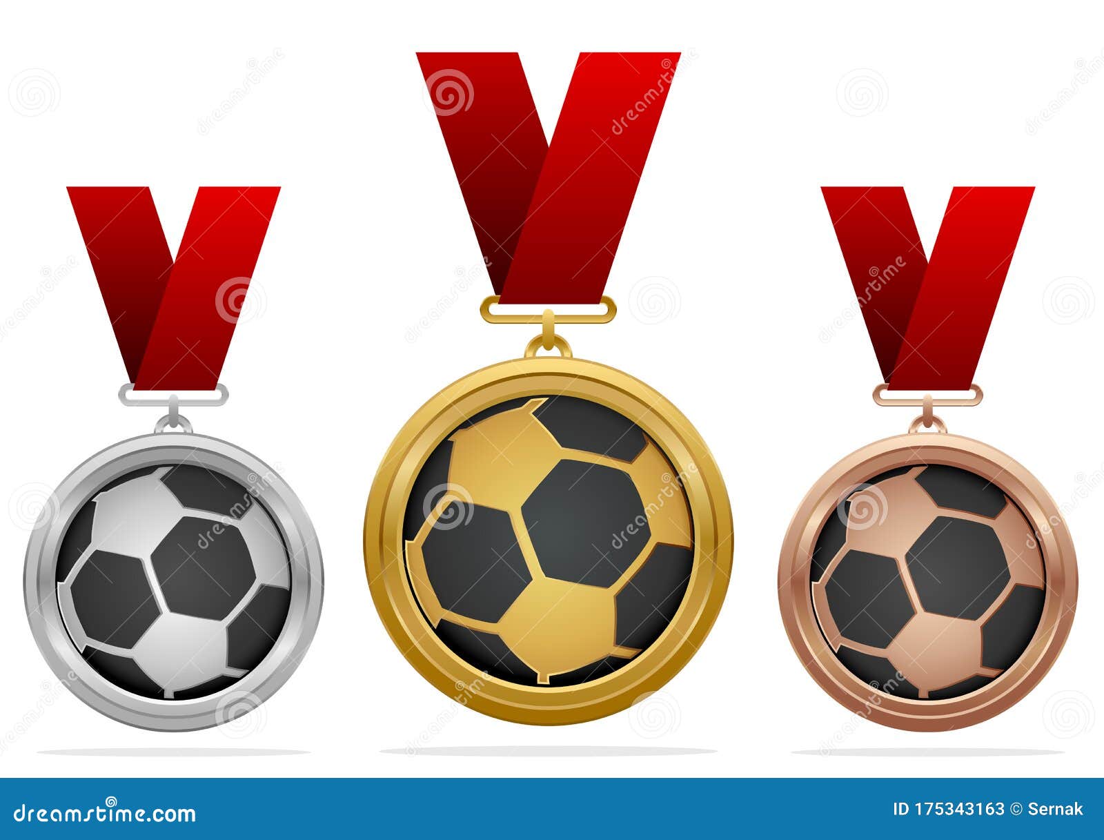 Vector Soccer Medals Award Set Stock Vector - Illustration of metal ...