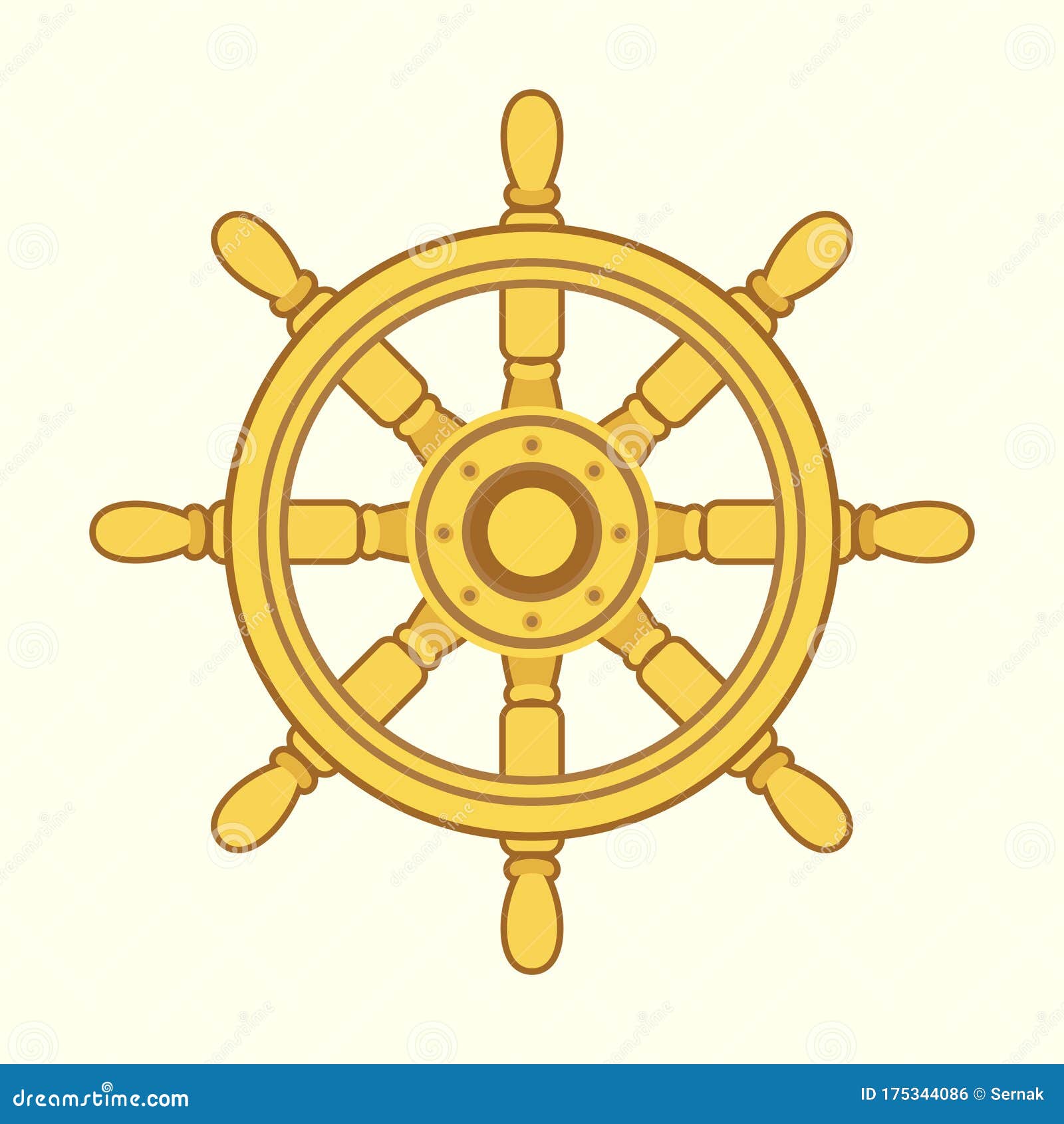 Golden Ship Wheel Design - Pseudo-realistic Yacht Wheel On White ...