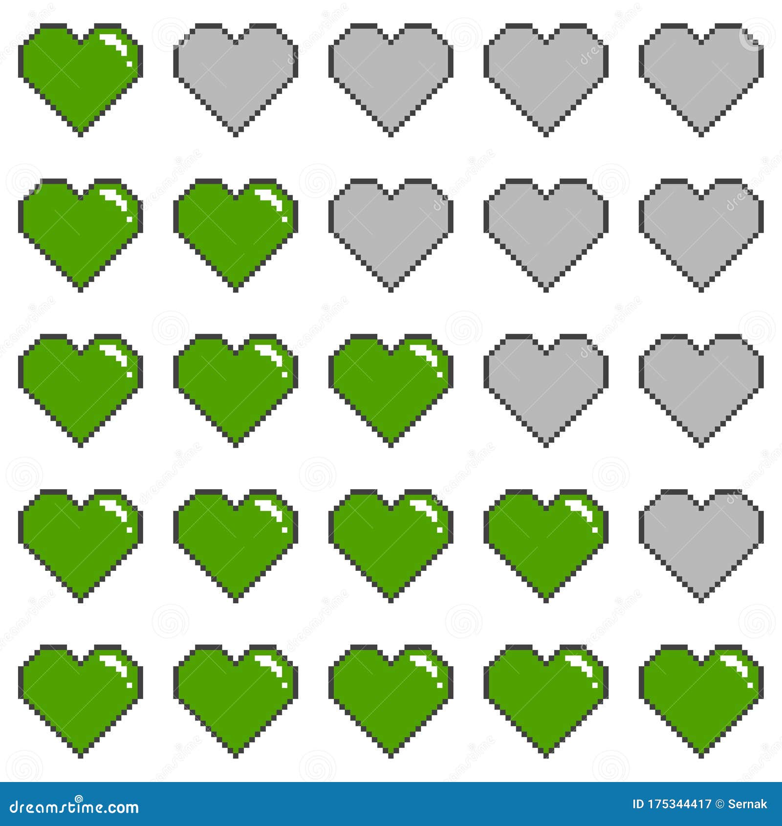 Vector Ranking with Green Pixel Hearts Stock Vector - Illustration of ...