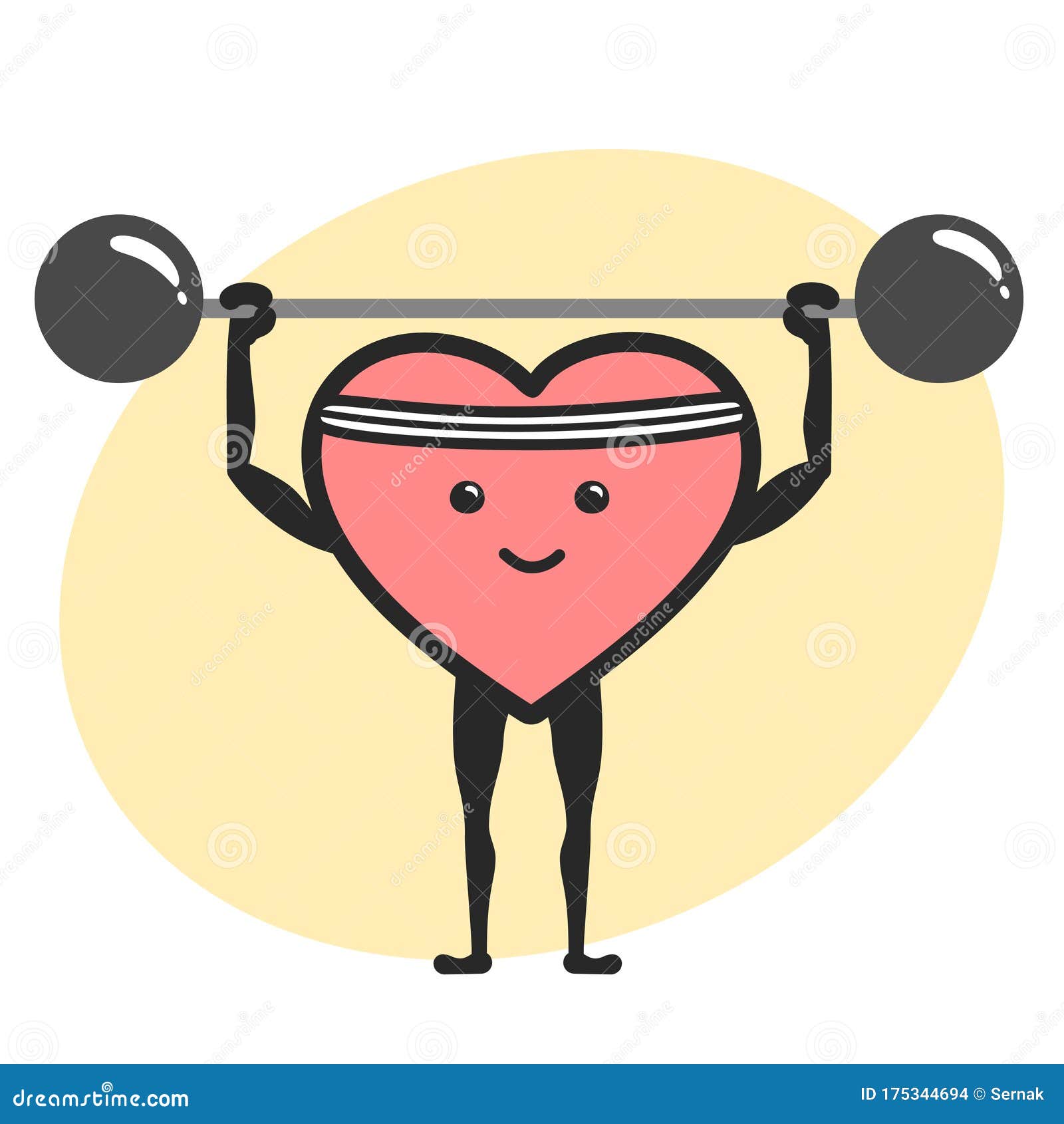Vector Heart Character Exercising with Barbel Stock Vector ...