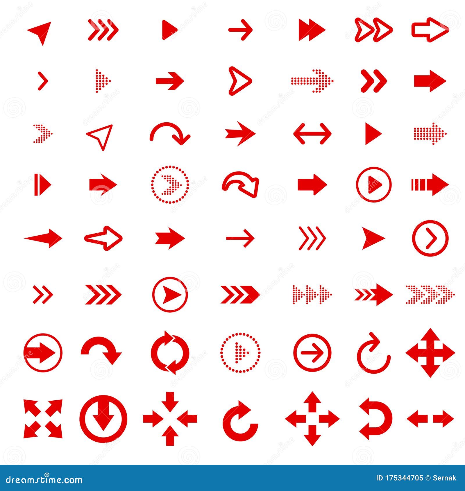 Vector set of red arrows stock vector. Illustration of direction ...