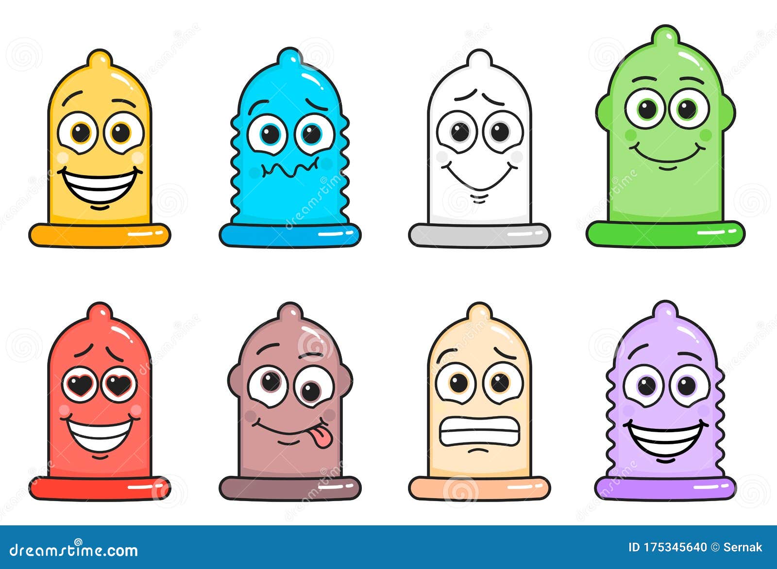 Vector Condom Characters Emoji Set Stock Vector - Illustration of ...