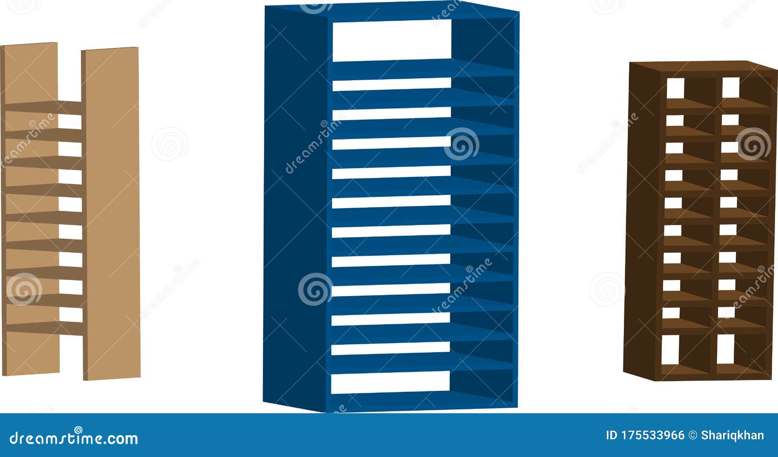 Set of Shelf or Rack Illustration Three Dimensional Isolated Stock ...
