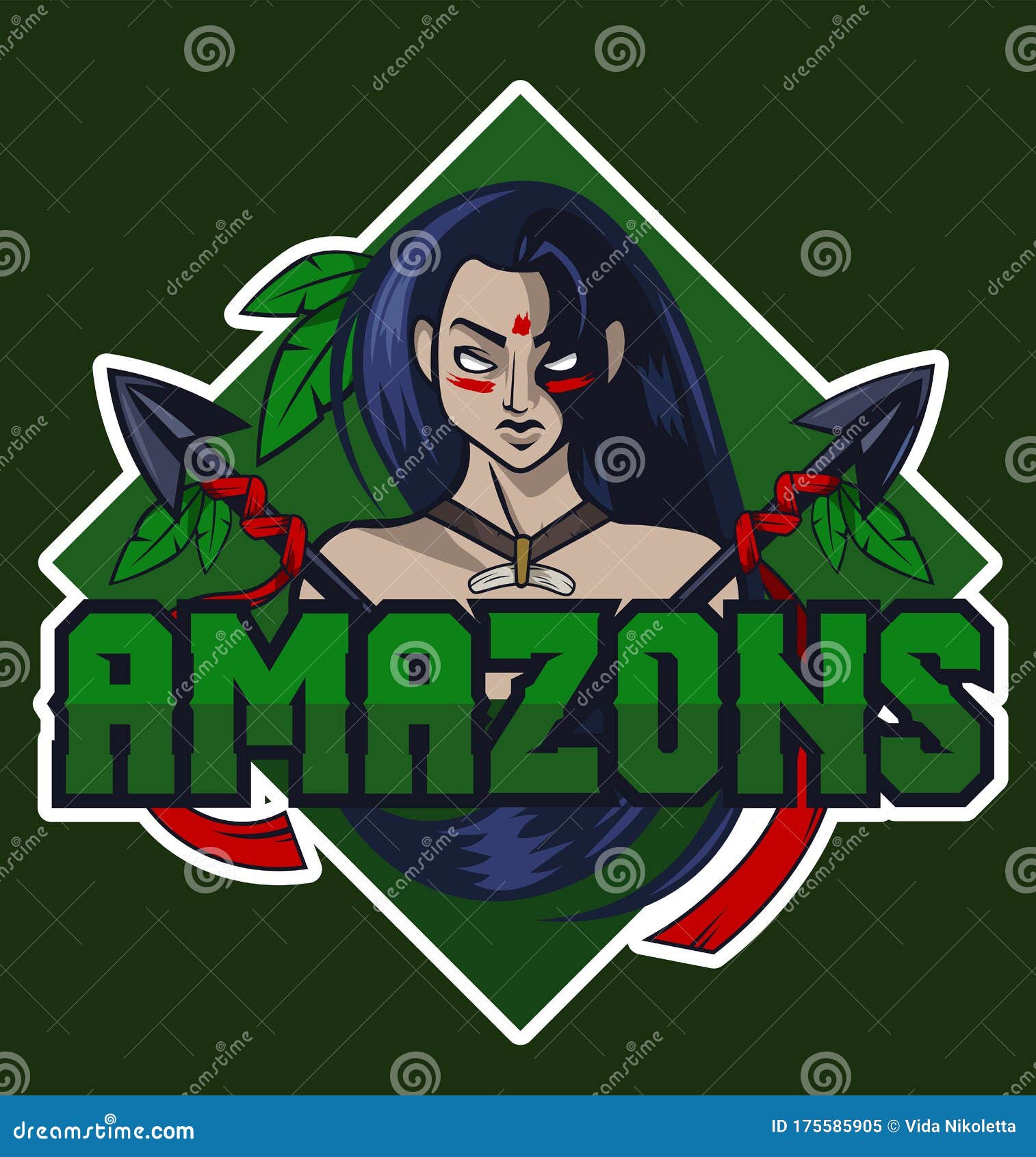 Amazon Mascot Logo with Green Background Stock Vector - Illustration of ...