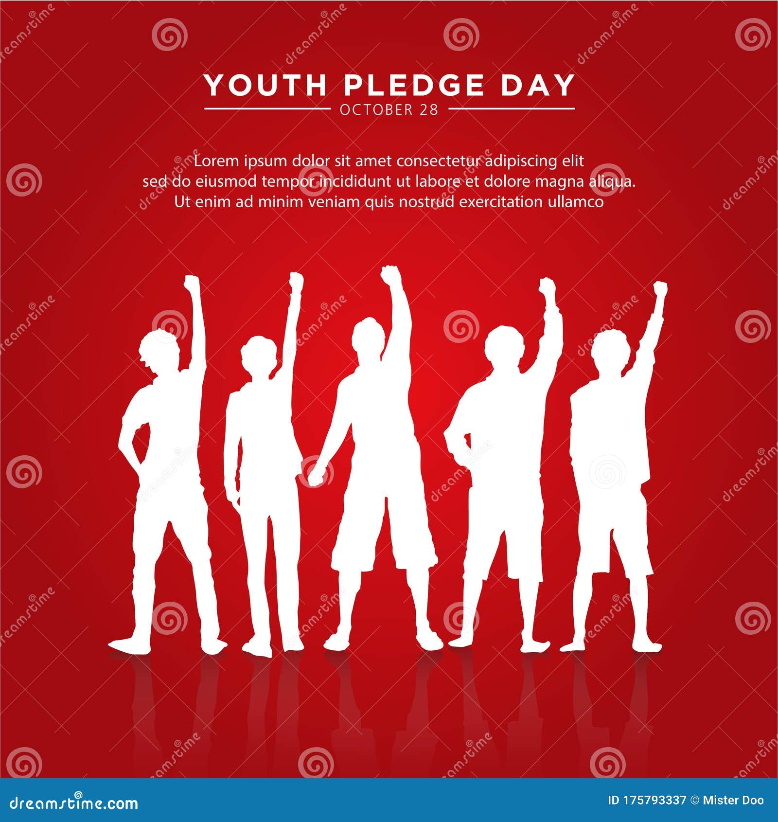 Happy Youth Pledge Day Design with Youth Silhouette Stock Vector ...