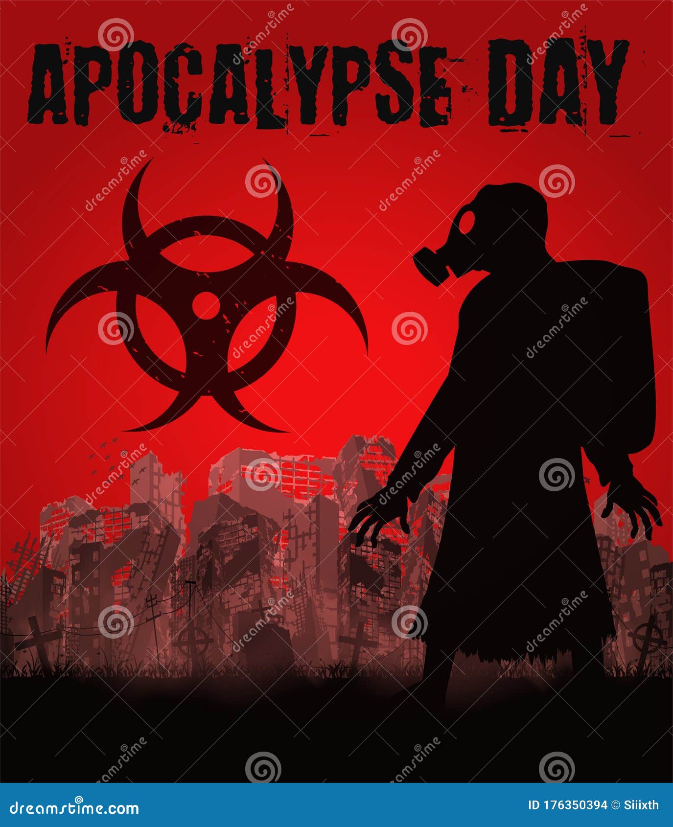 Apocalypse Day with Gas Mask Man Stock Illustration - Illustration of ...