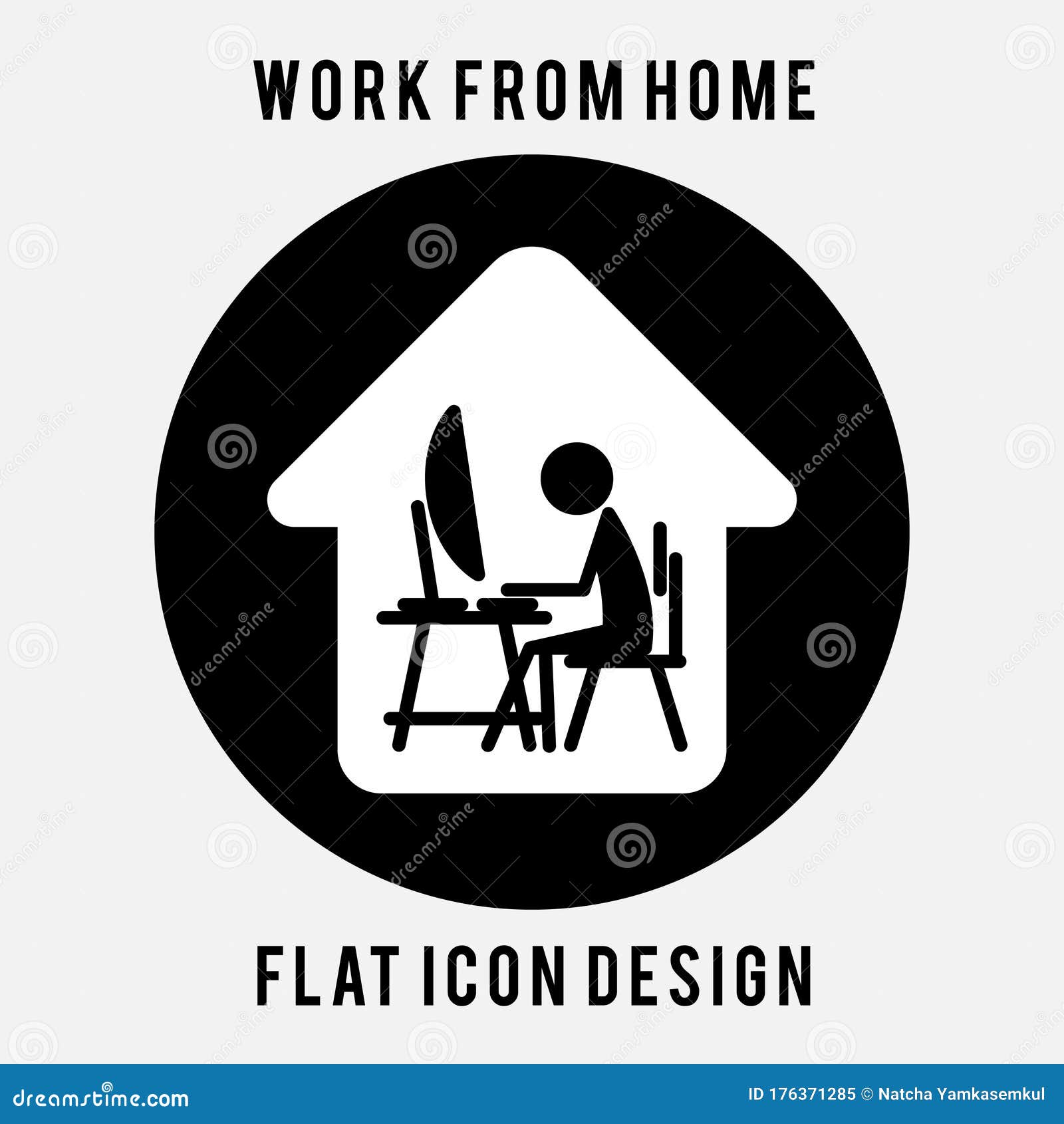 Work from Home. Work at Home. Working Time. Office at Home. Flat Icon ...