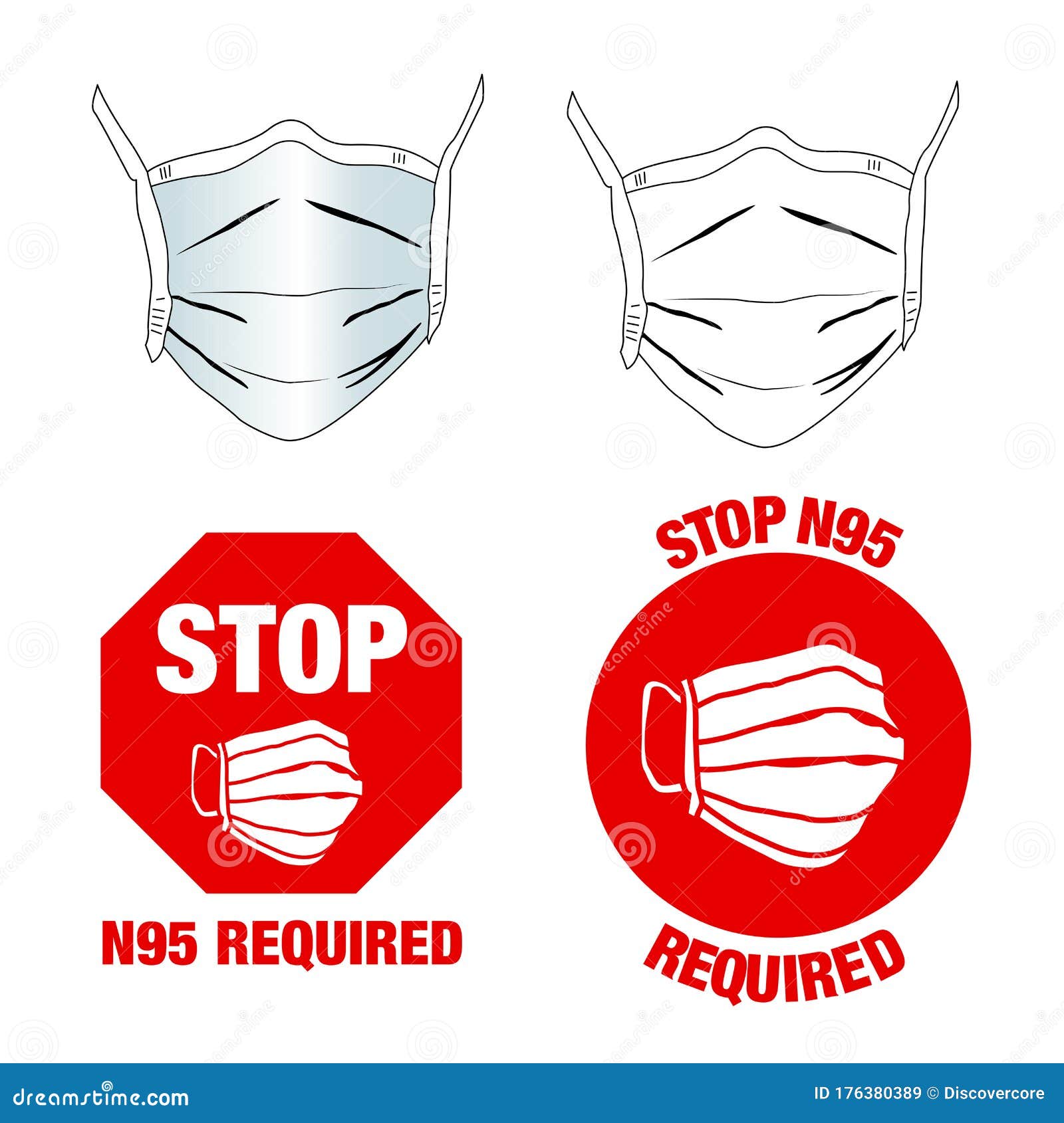 N95 Mask Icons and Warnings Stock Vector - Illustration of shortage ...