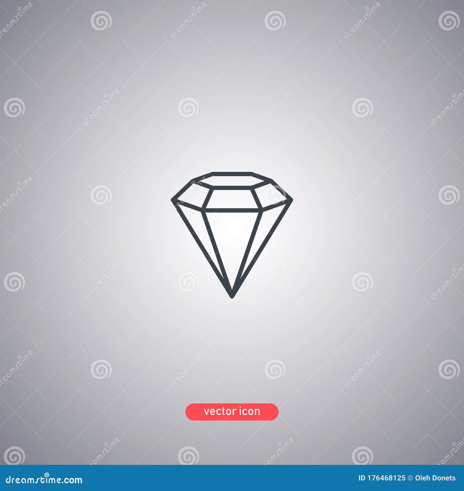 Diamond Icon Isolated on a Gray Background. Line Style Icon Stock ...