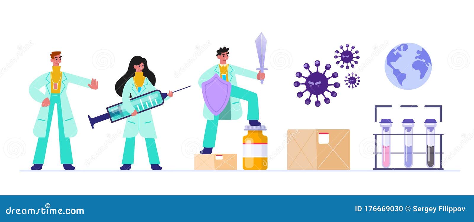 Epidemiology Medical Set Chemistry Laboratory Workers, Vector ...