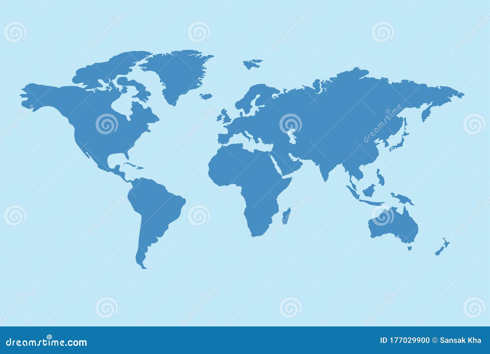 Colorful Vector Map of the World. Blue Background Isolated. Stock ...