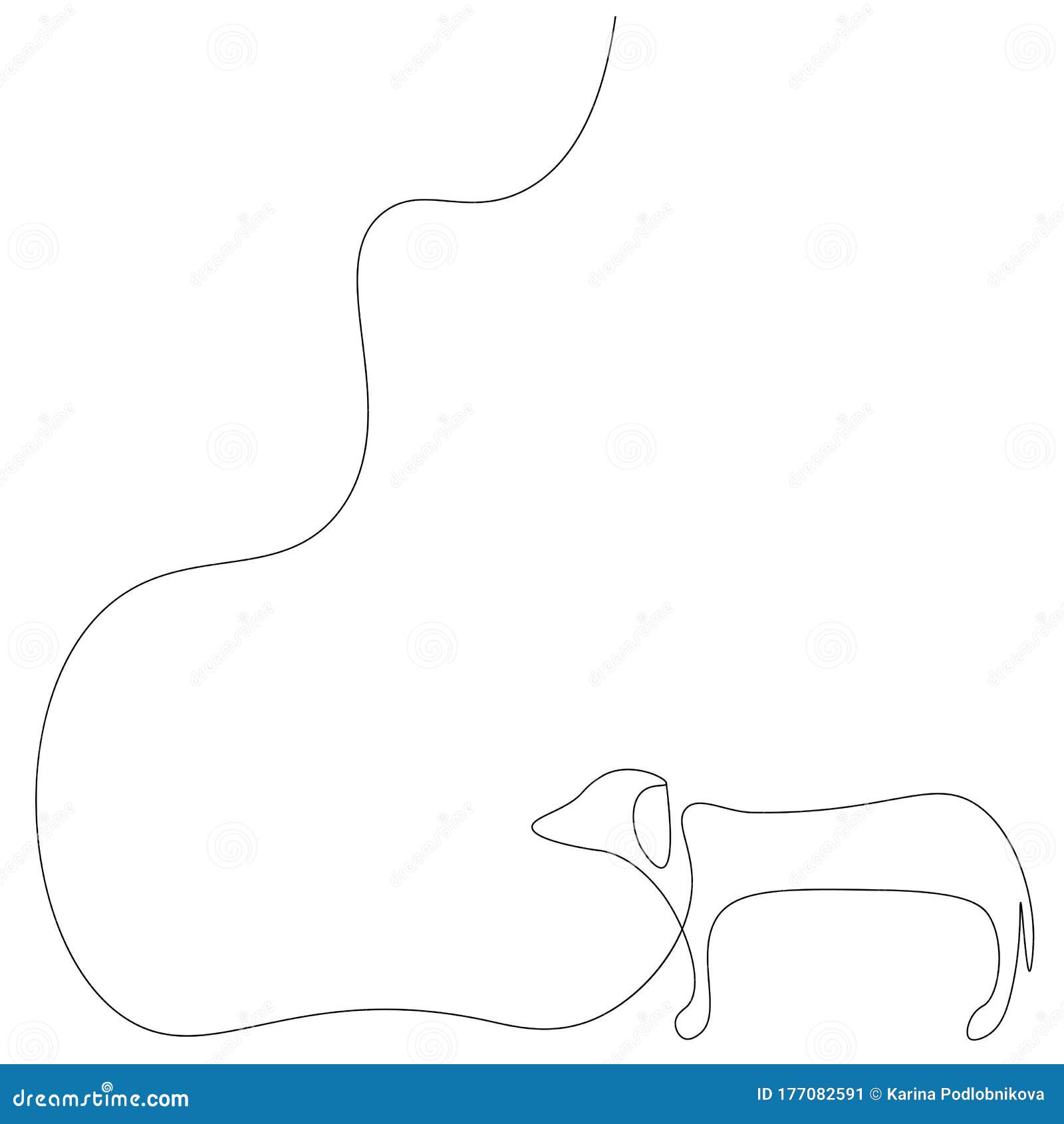 Dog Walk Near Tree Line Drawing, Vector Stock Vector - Illustration of ...