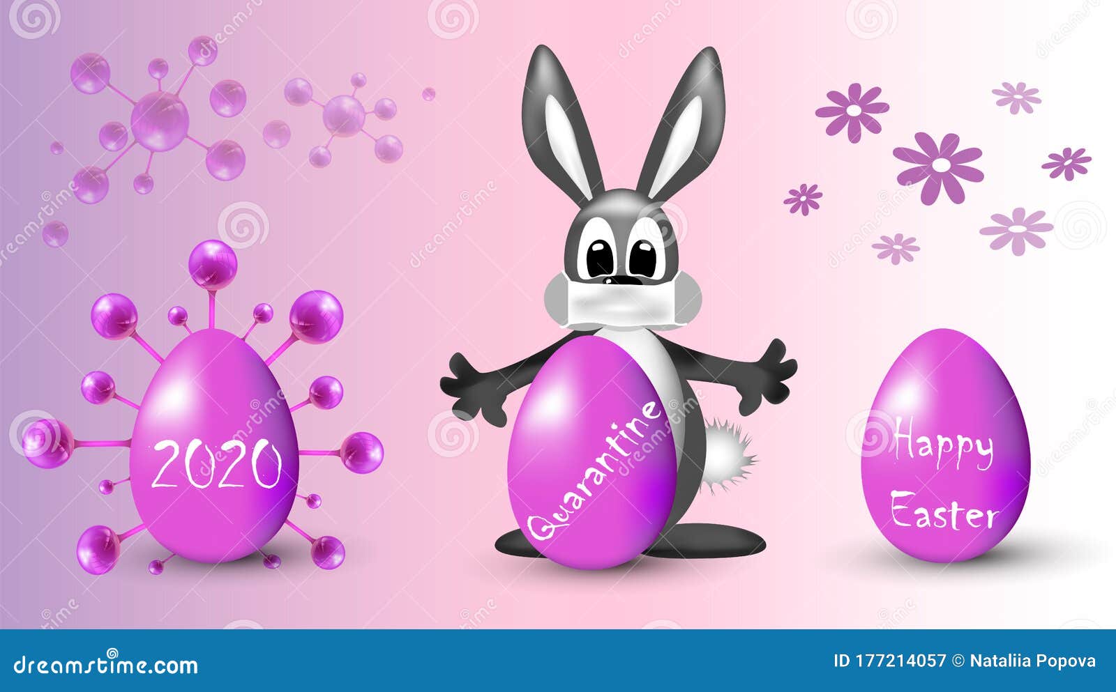 Greeting Card Happy Easter and Quarantine 2020 Stock Vector ...