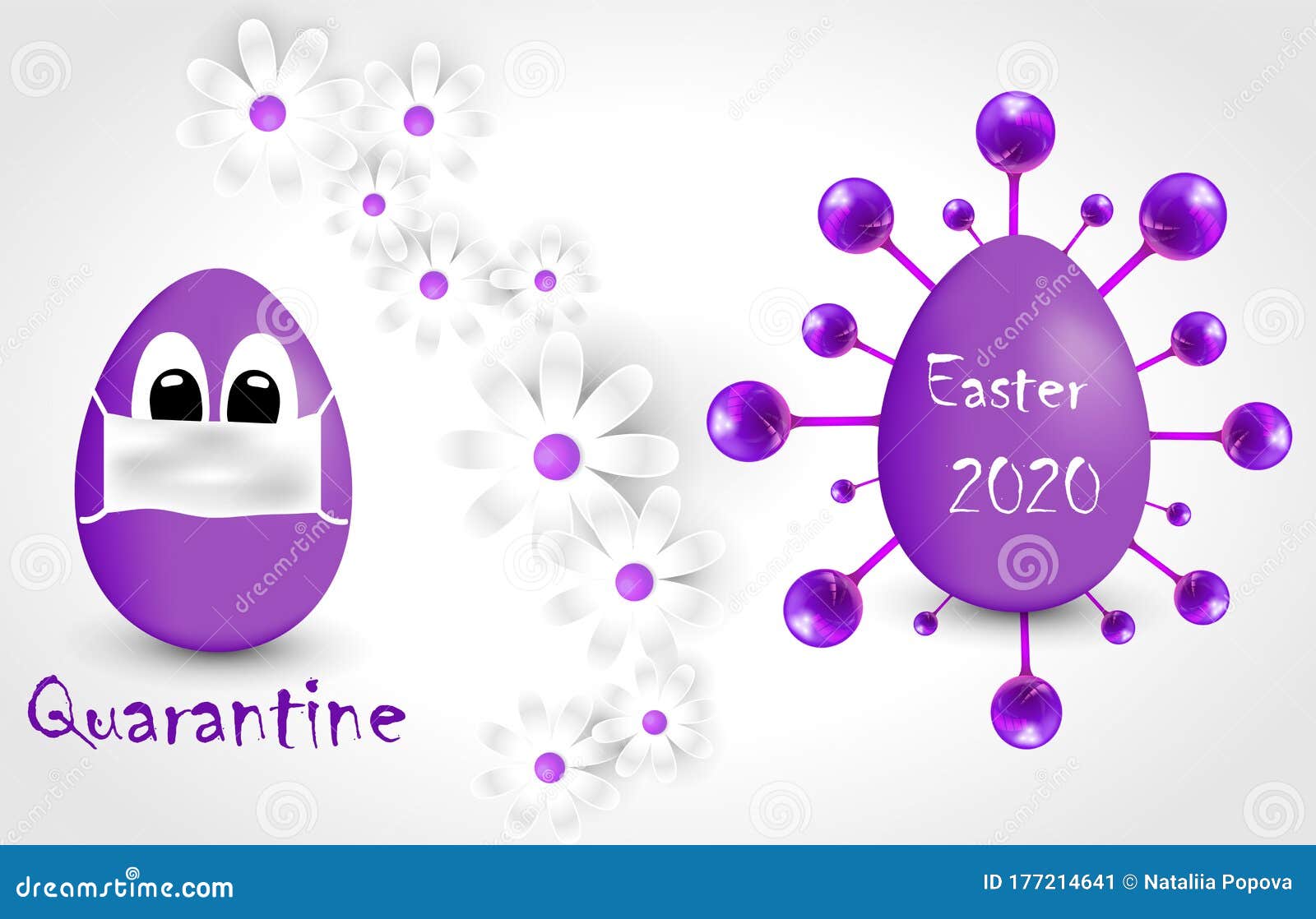 Greeting Card Happy Easter and Quarantine 2020 Stock Illustration ...