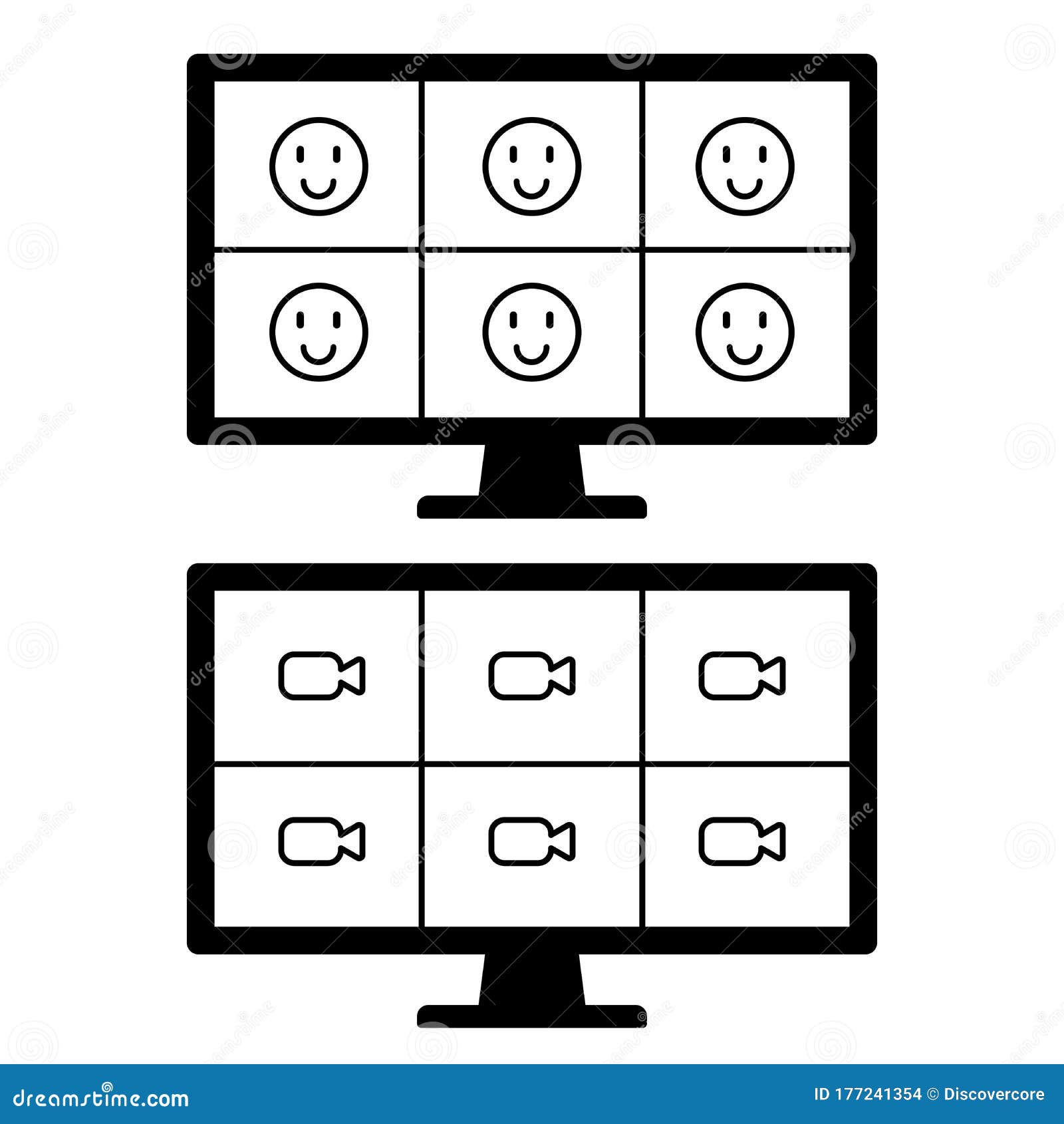 Multiple User Video Conferencing Meeting Icons and Graphics Stock ...