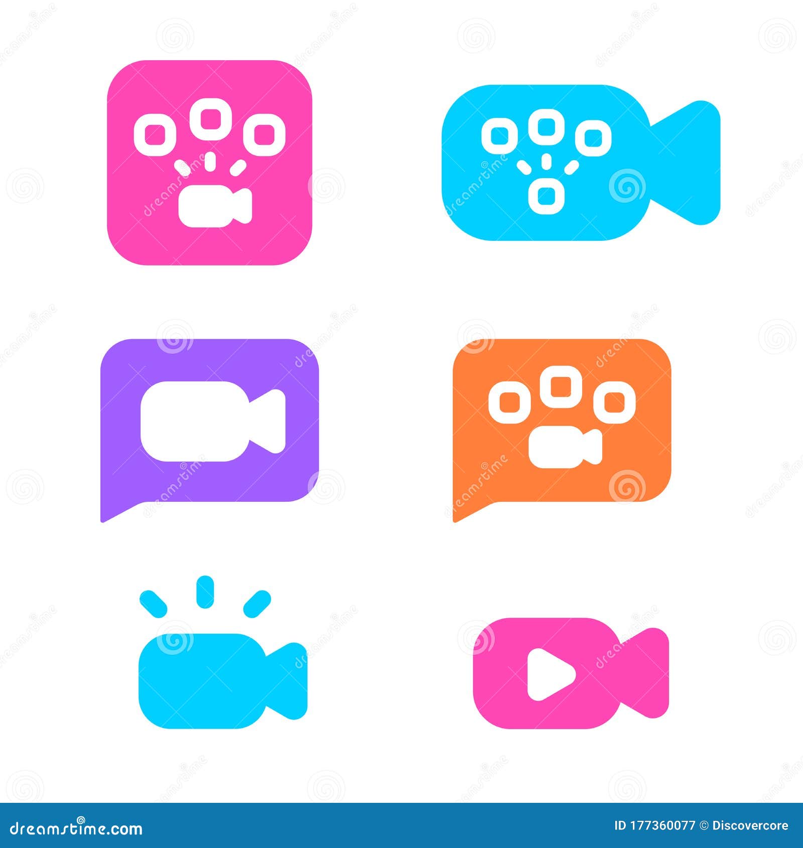 Colorful Video Conferencing and Teleconferencing Icons Stock Vector ...