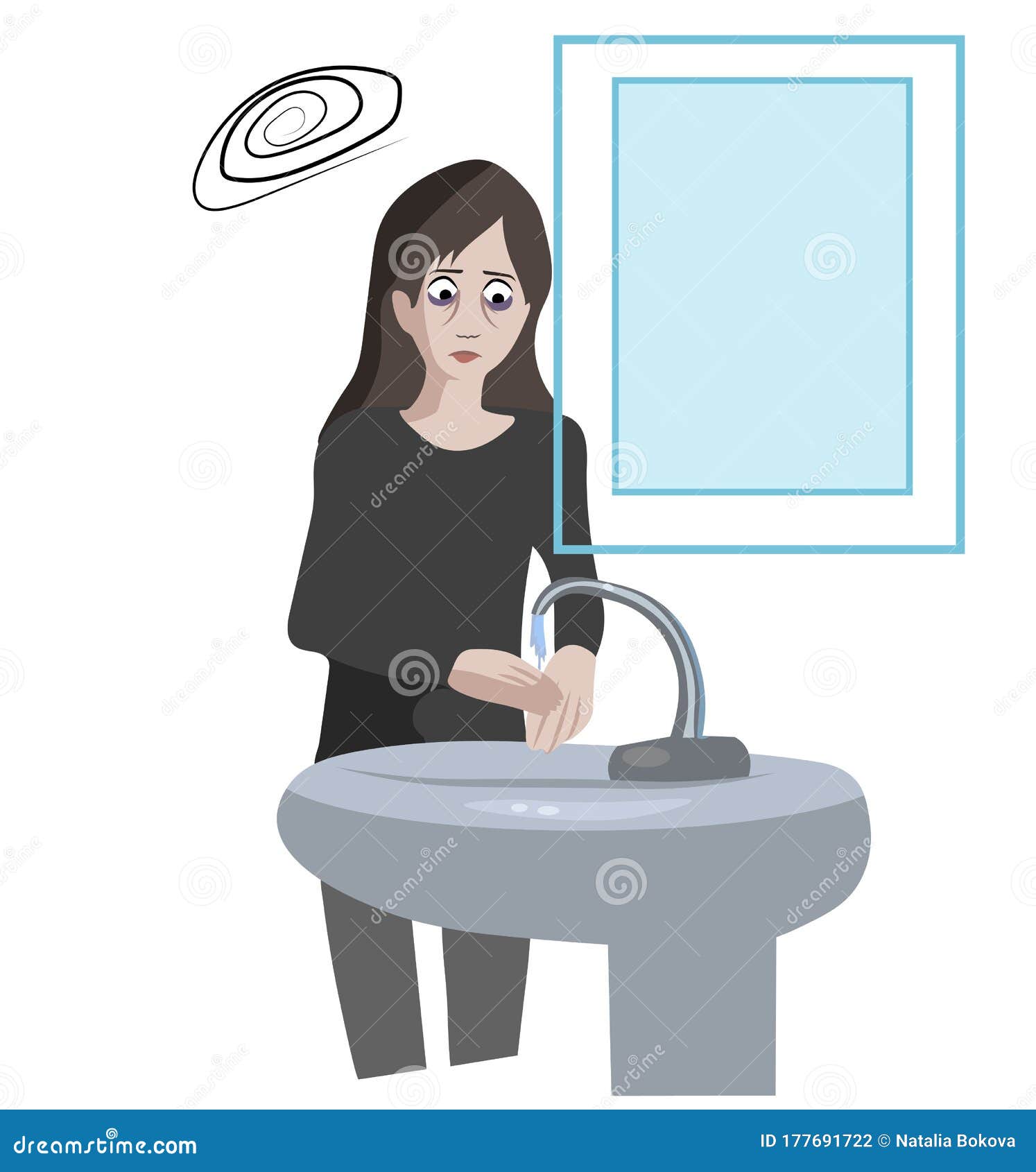 Obsessive-compulsive Disorder, Girl is Washing Her Hands Stock Vector ...