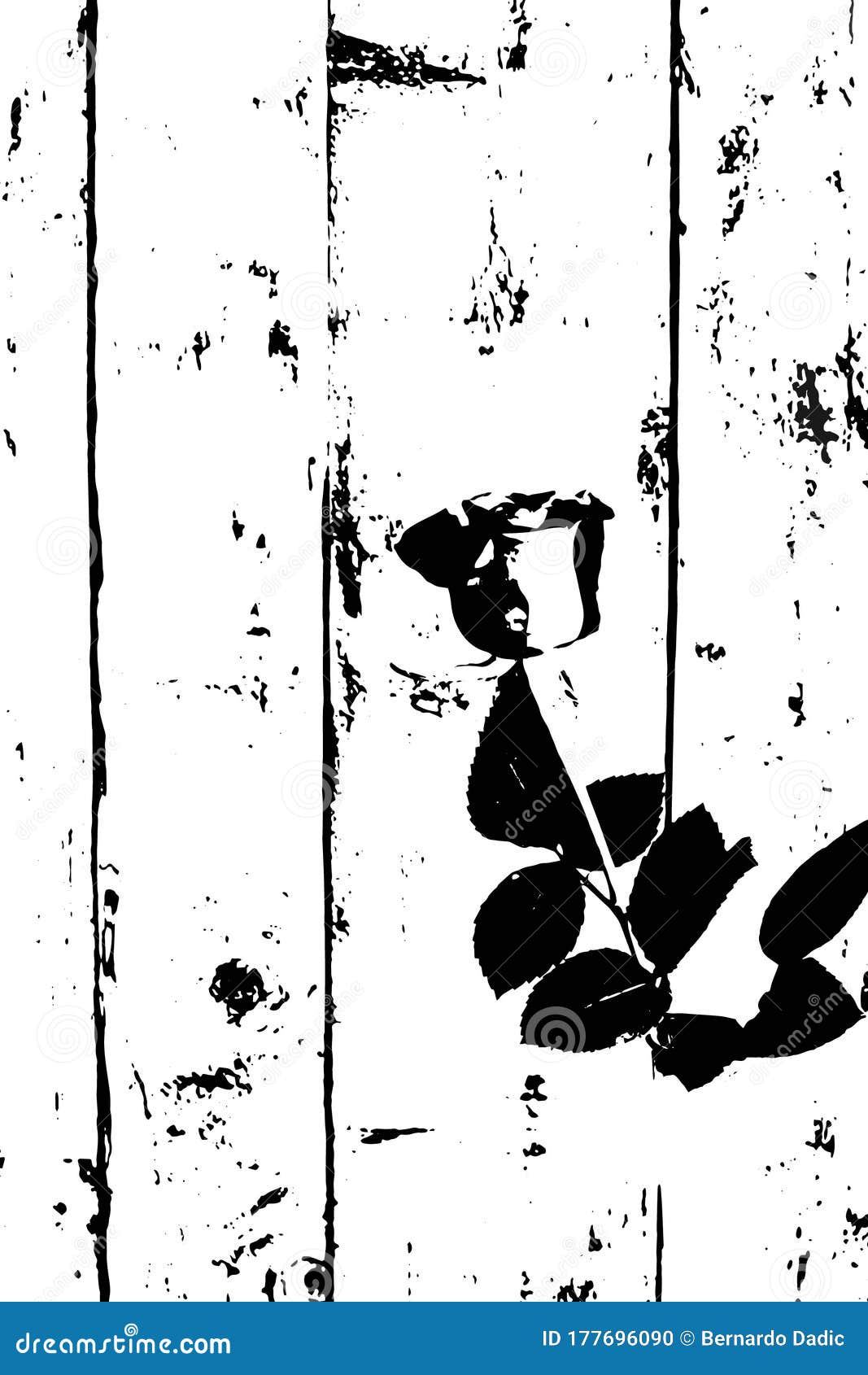 Logo Rose on Bw Wood Background. Stock Vector - Illustration of ...