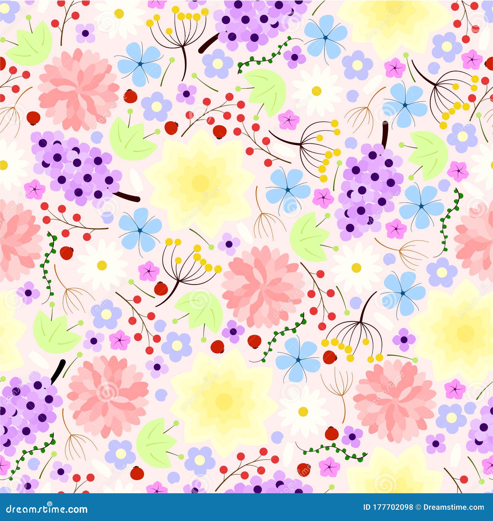 Floral Colourful Spring Seamless Background Stock Illustration ...