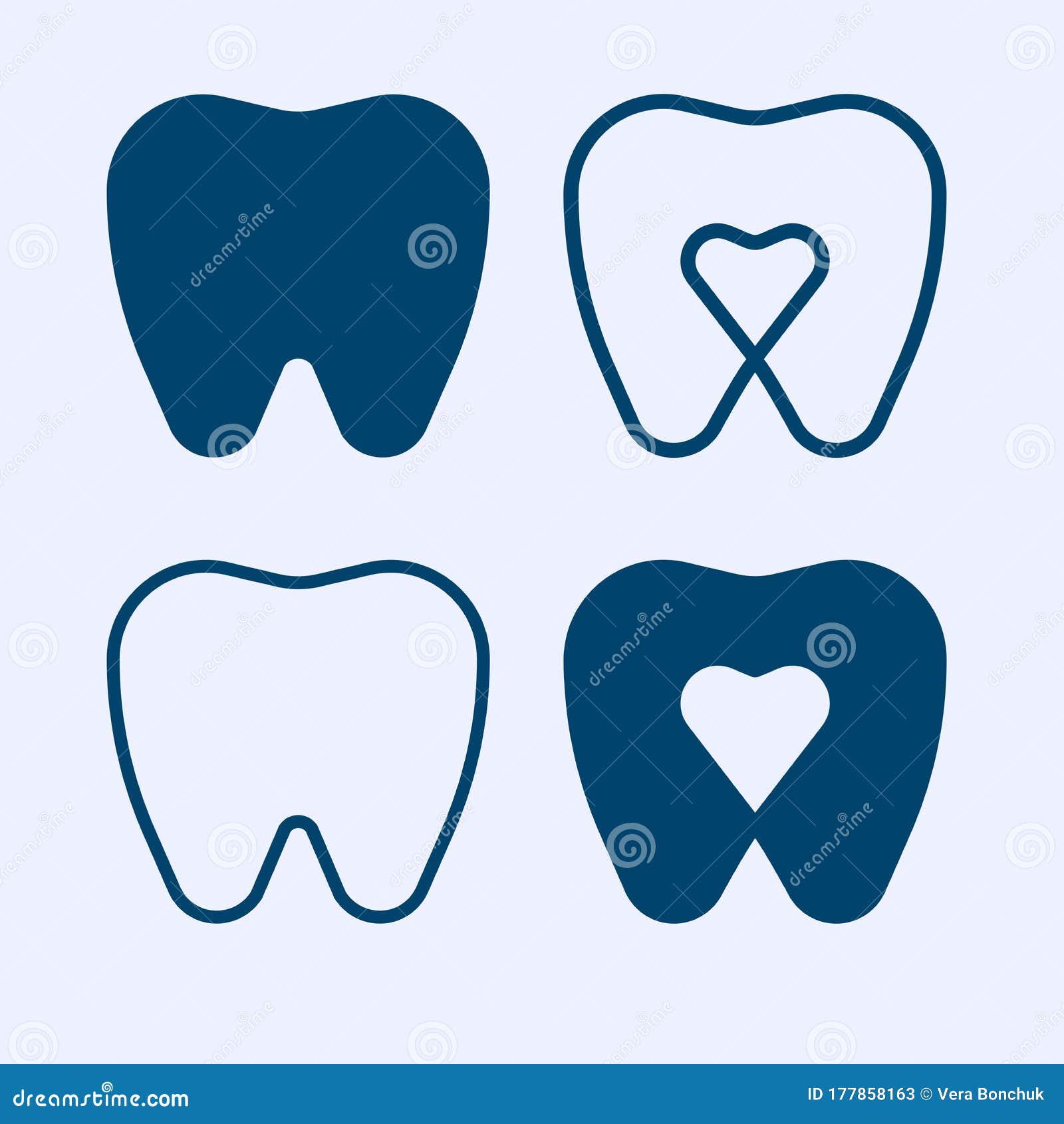Set of 4 Blue Teeth Icon. Vector Illustration Stock Vector ...